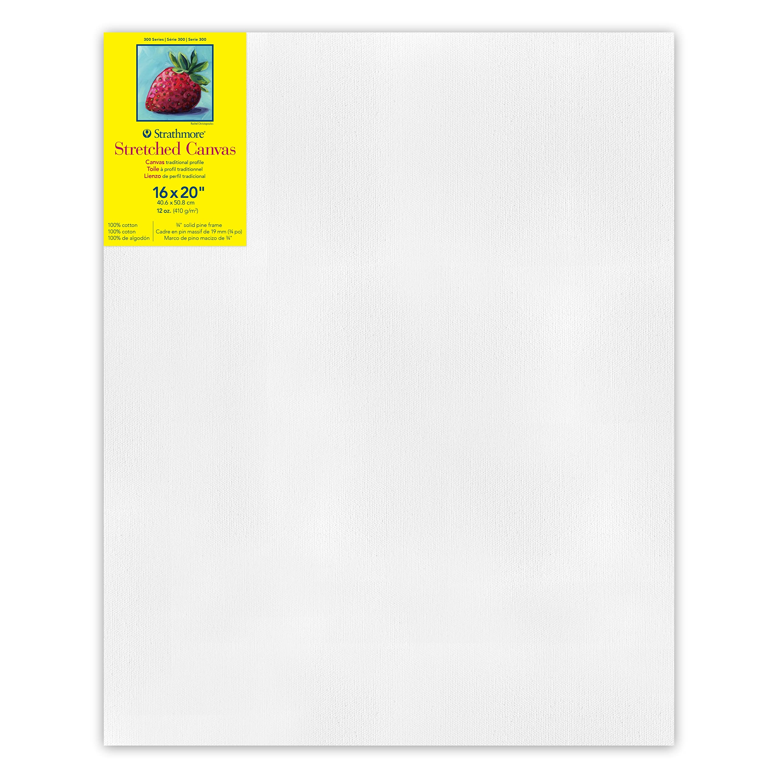 Amazon.com: Strathmore 300 Series Stretched Canvas, 16x20, White