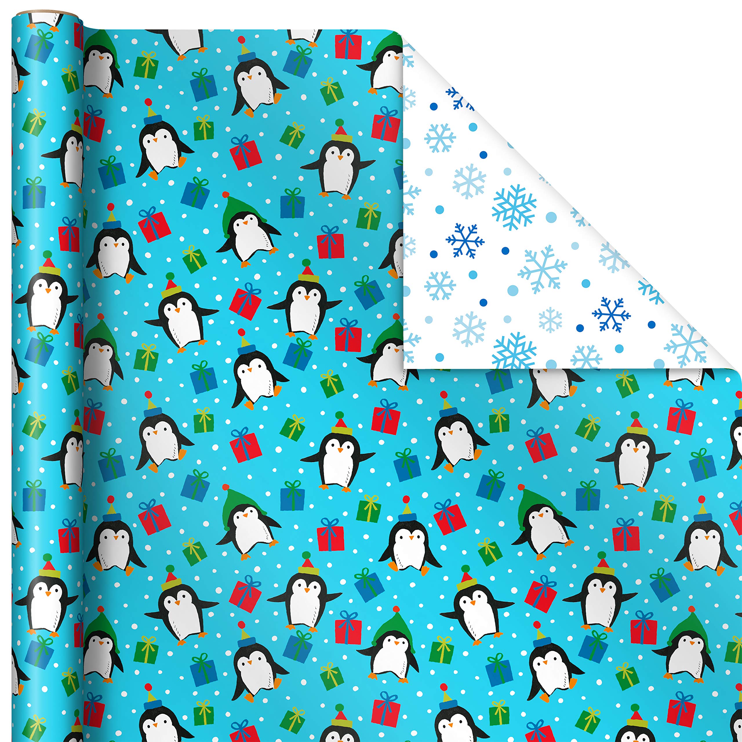 Hallmark Cute Reversible Christmas Wrapping Paper for Kids (3 Rolls ...