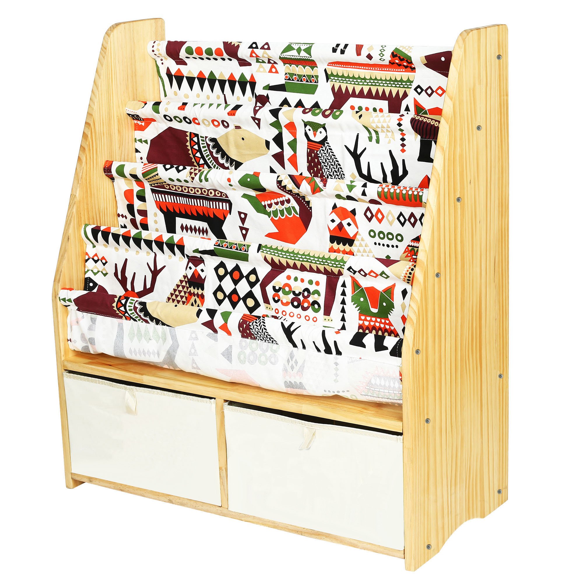 Buy MallBest Childrens Bookshelf Kids Sling Book Rack with Two Storage ...