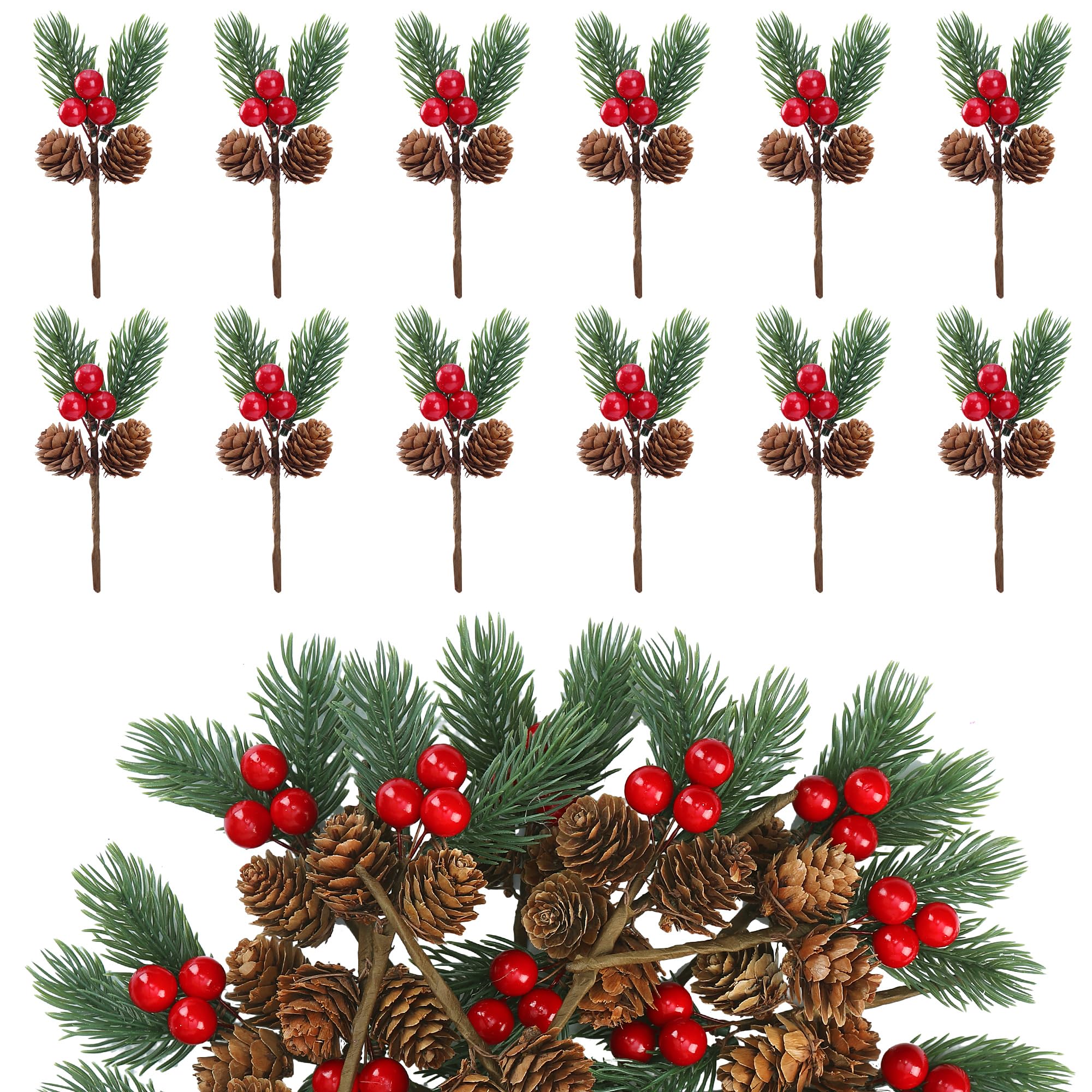 Amazon.com: Sggvecsy 24 Pack Christmas Fake Pine Needles Artificial ...