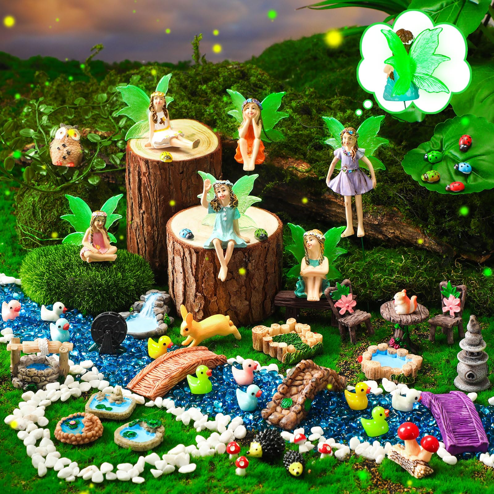 Amazon.com: Shellwei 50 Pcs Garden Accessories Miniatures Small Fairies ...