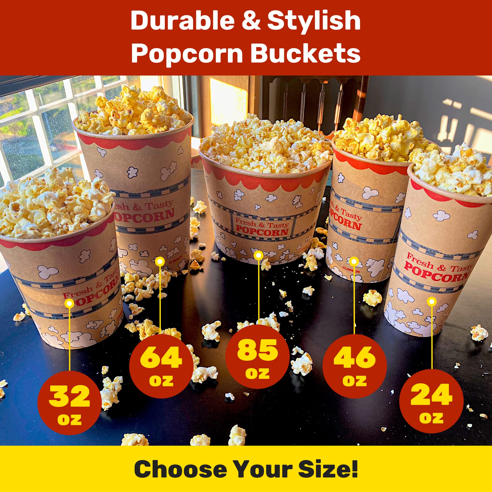 Snapklik.com : CUSINIUM 24 Oz 50-pack Kraft Popcorn Buckets