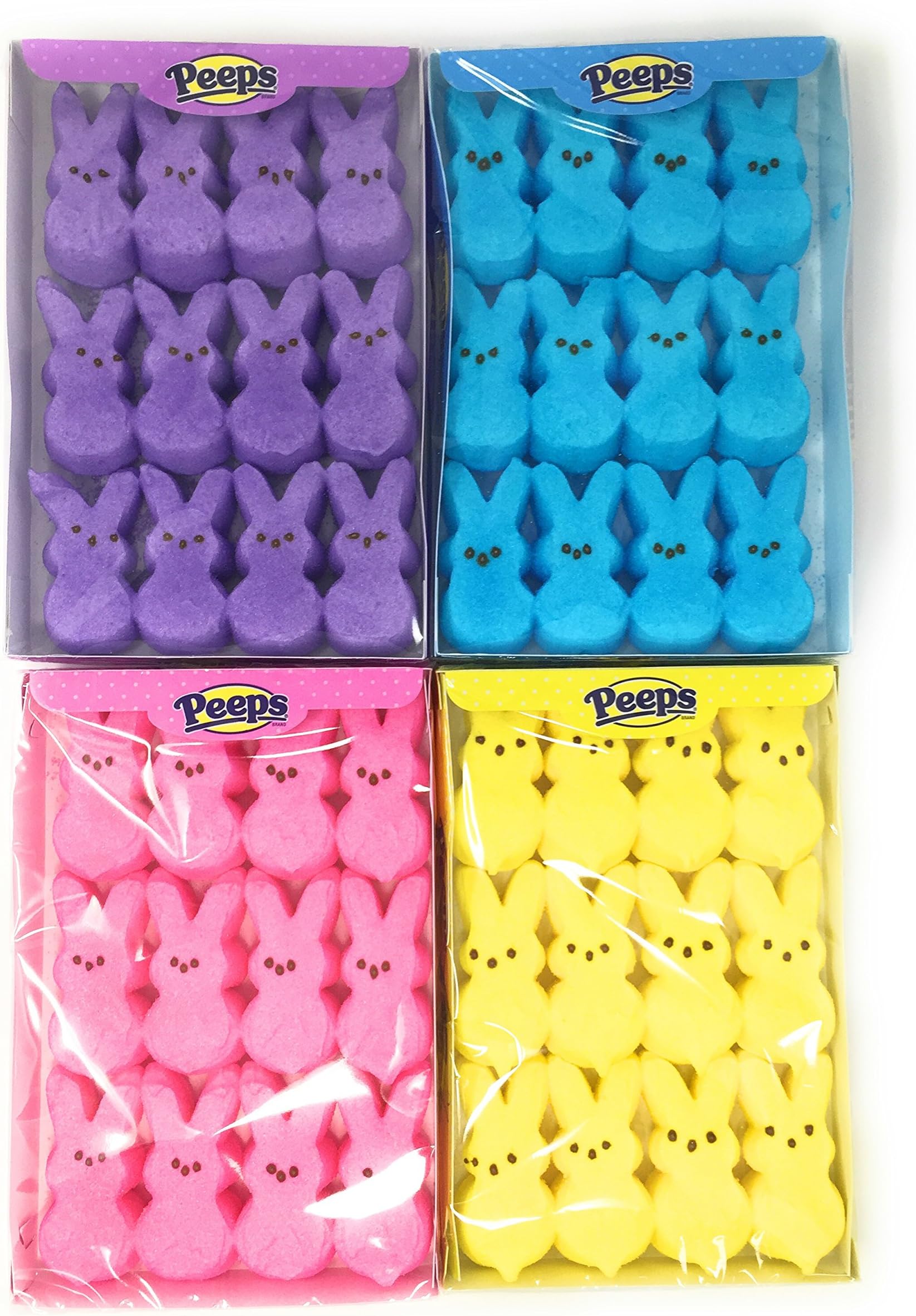 Amazon.com: Marshmallow Peeps Easter Bunnies Variety Pack (4 Pack ...