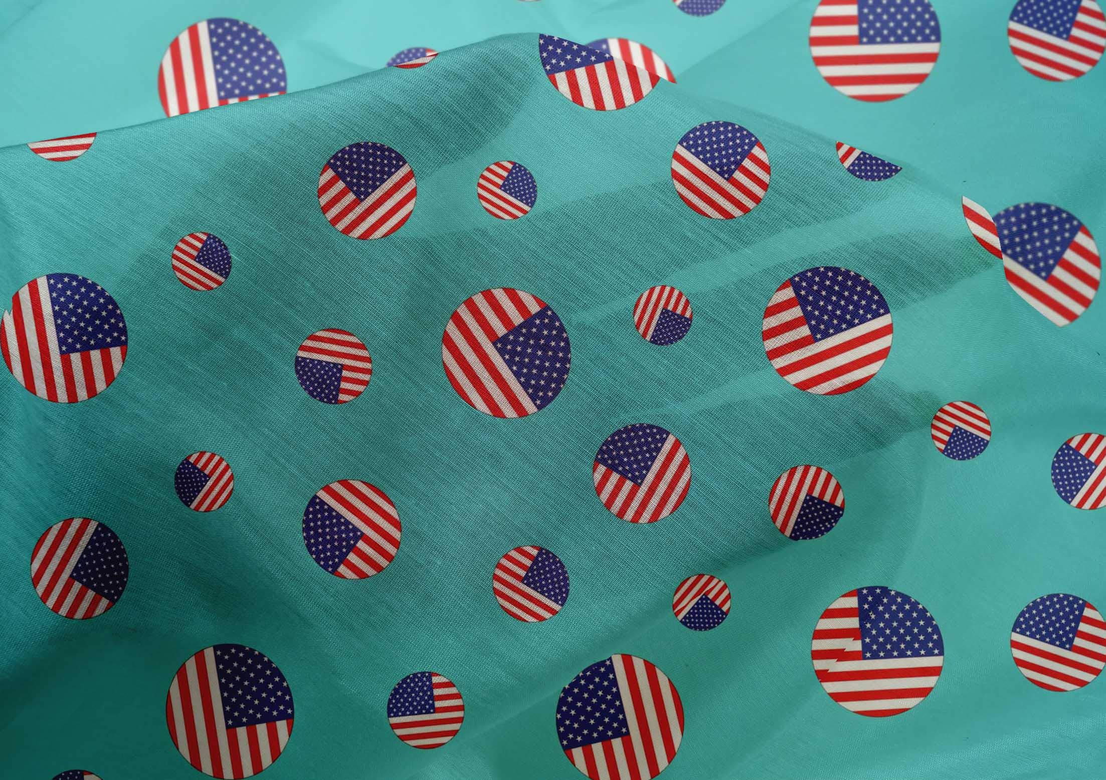 American Flag Fabric Silk