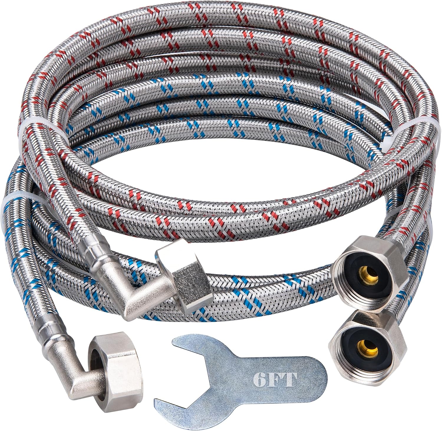Amazon.com: Washing Machine Hoses,(6FT 2 Pack) with 90 Degree Elbows ...