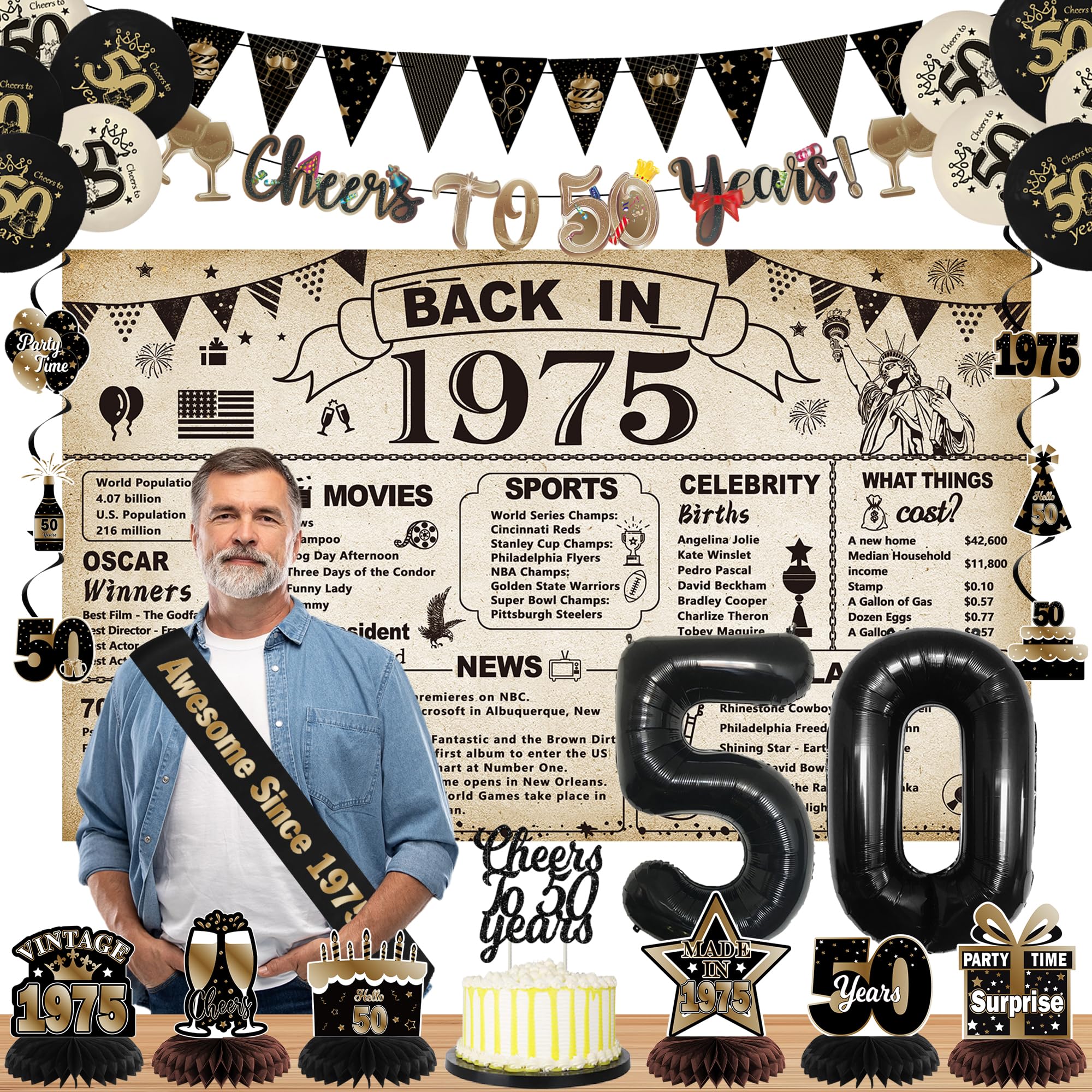 Amazon.com: DARUNAXY 50th Birthday Party Decorations for Men Women ...