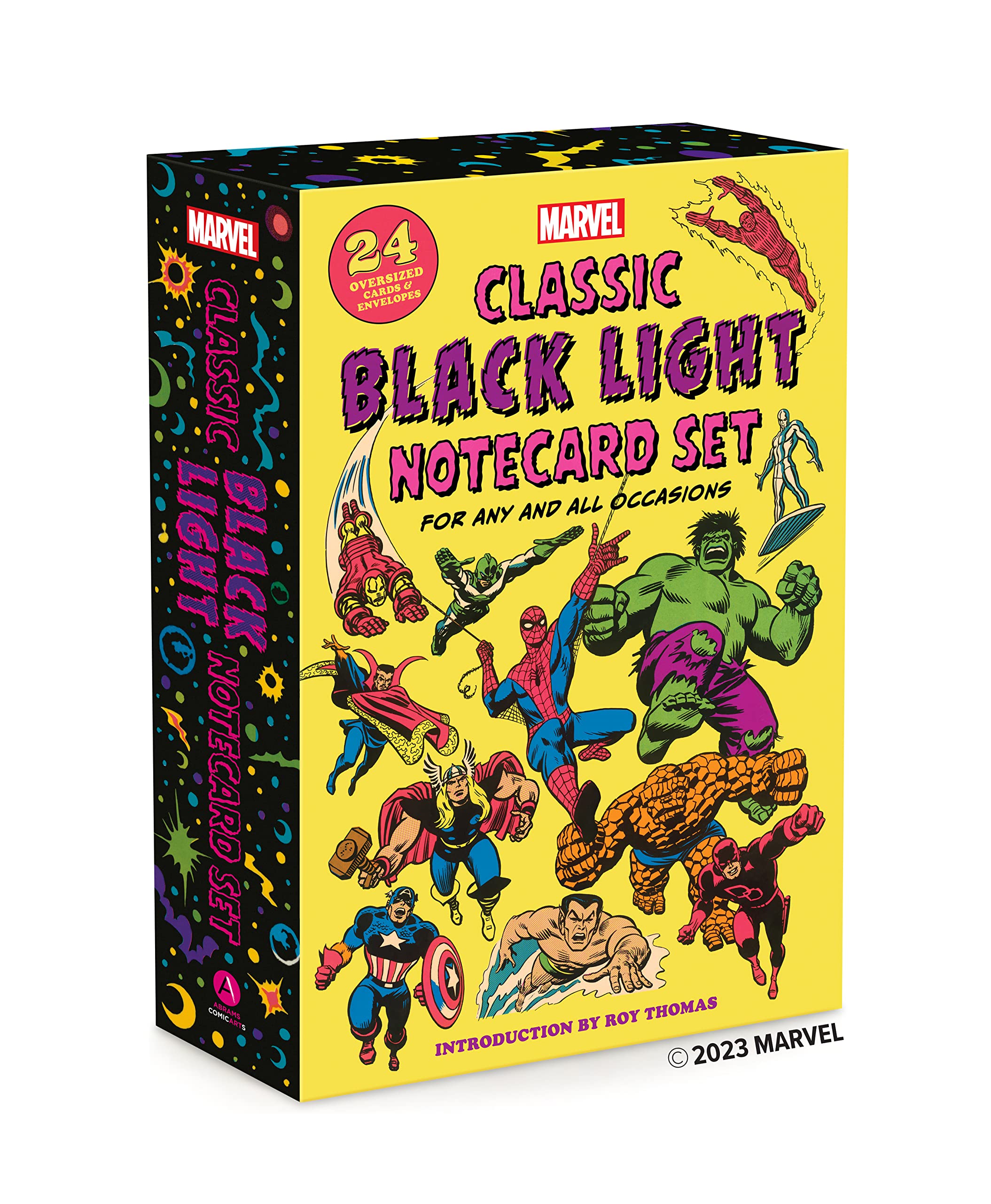 Marvel Classic Black Light Notecard Set: 24 Oversized Cards + Envelopes ...