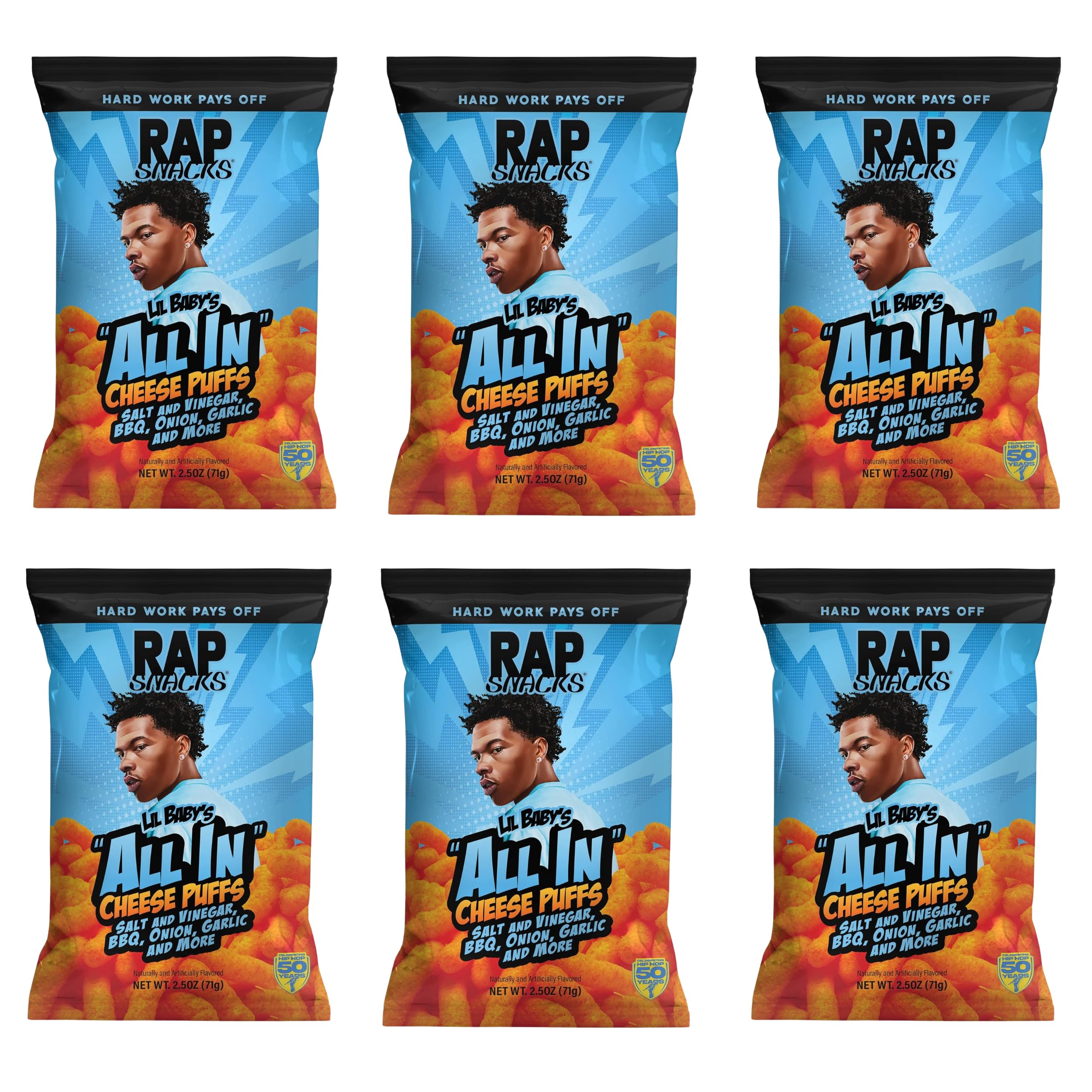 Snapklik.com : Rap Snacks Lil Baby All In Cheese Puffs 2.5 Oz Bags-Pack ...