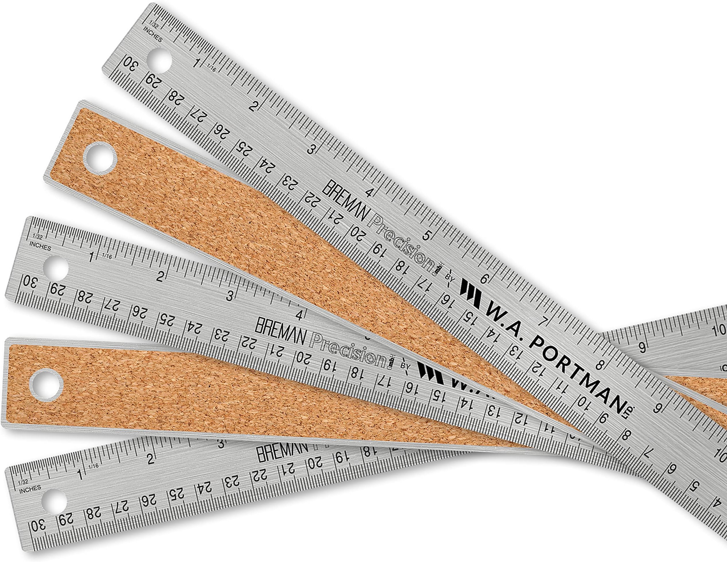 Breman Precision Metal Ruler 24 Inch Cork Back -Stainless Steel Metal ...