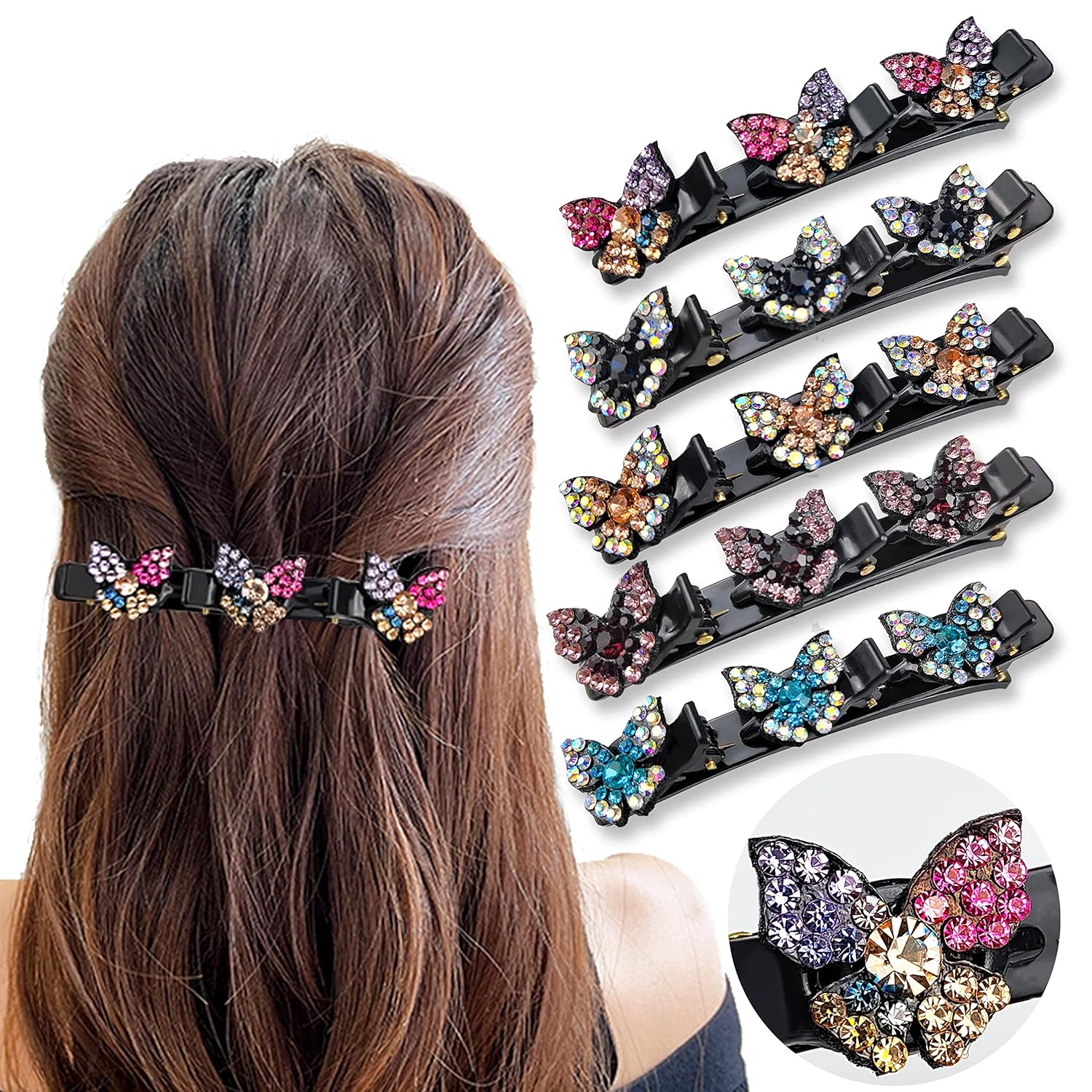 Amazon.com : 5 PCS Butterfly Braided Hair Clips for Women Girls ...