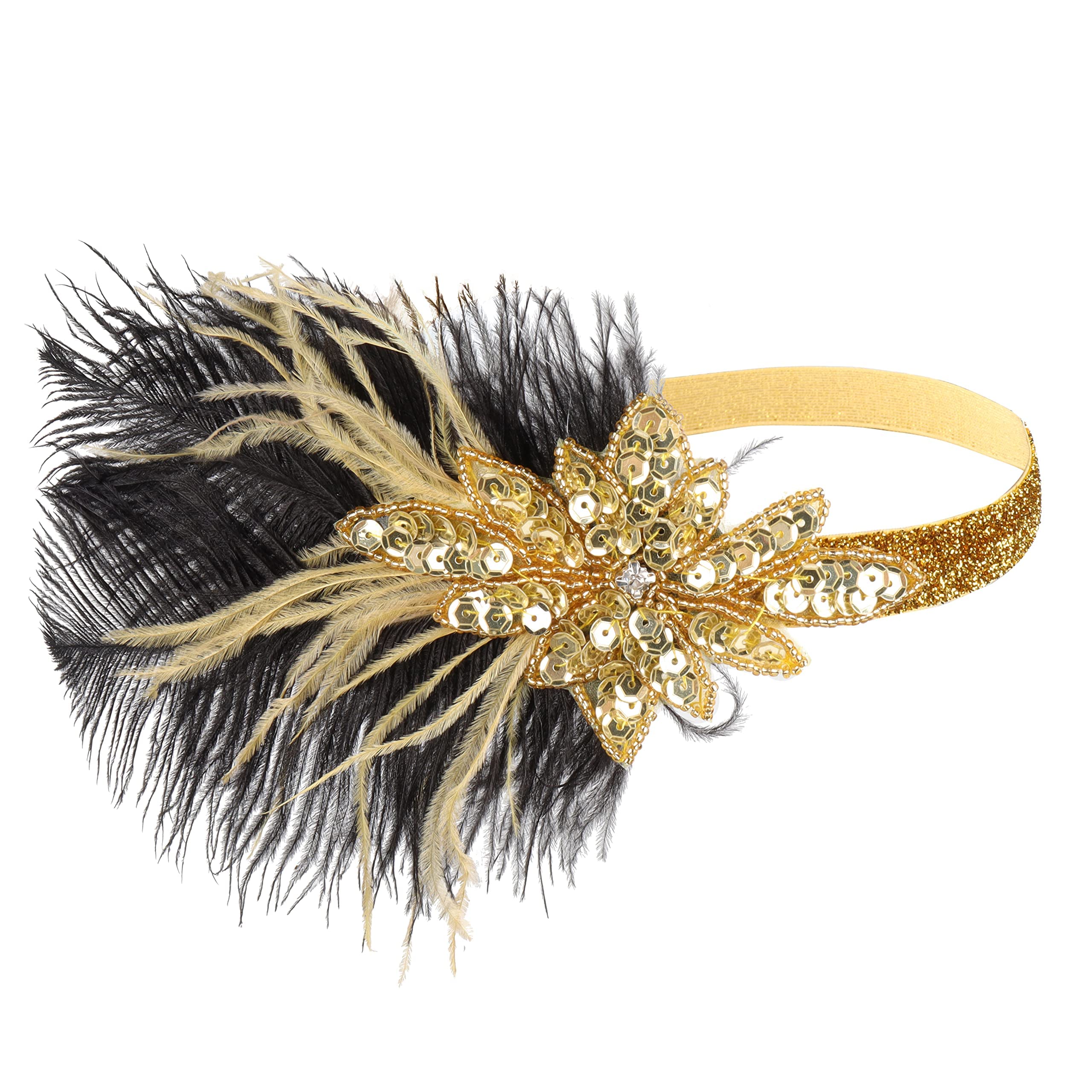 LATIMOON 1920s Flapper Headband Ostrich Feathers Headpiece Roaring 20s ...