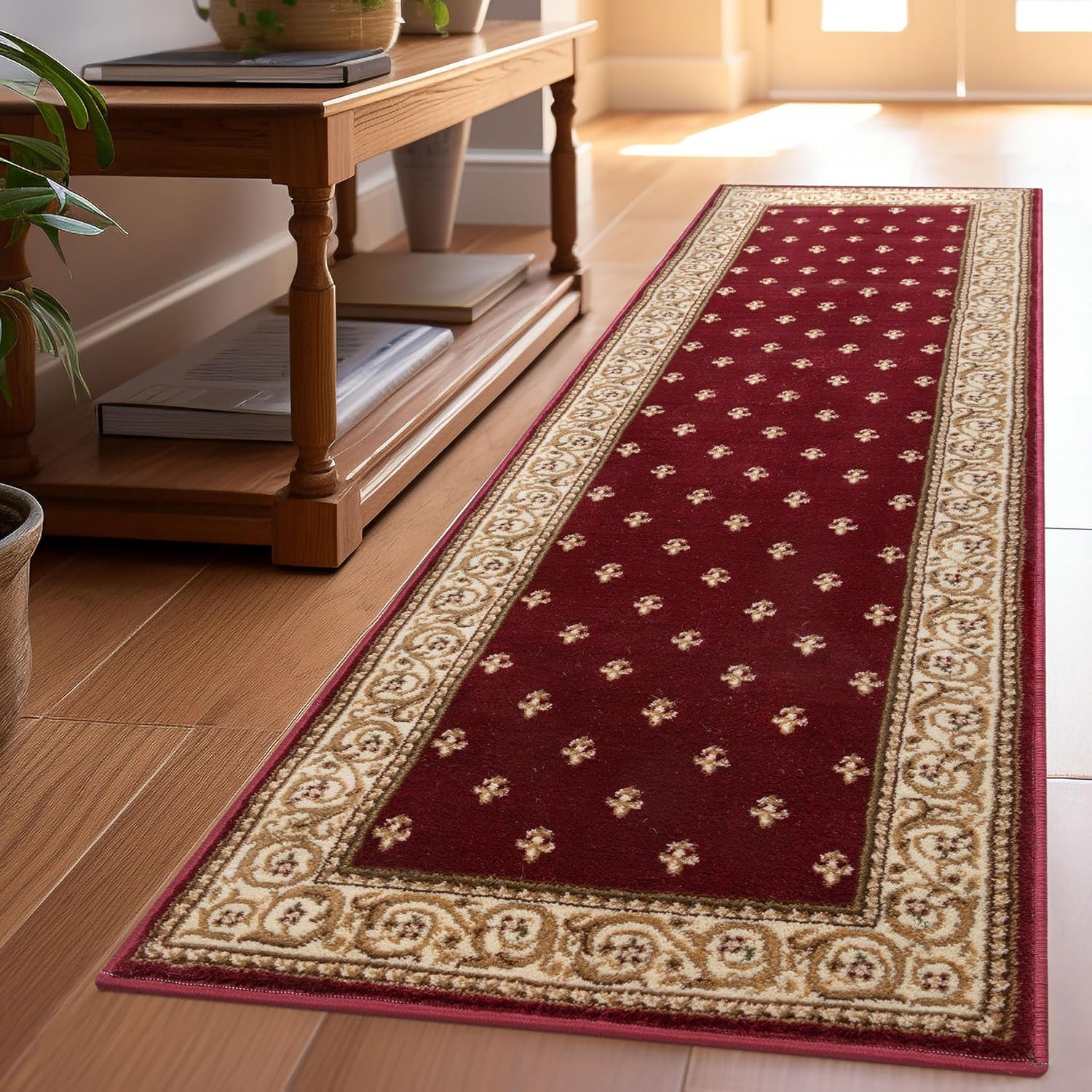 Amazon.com: Well Woven Barclay Collection Fleur de Lis Red 2'3" x 7'3 ...