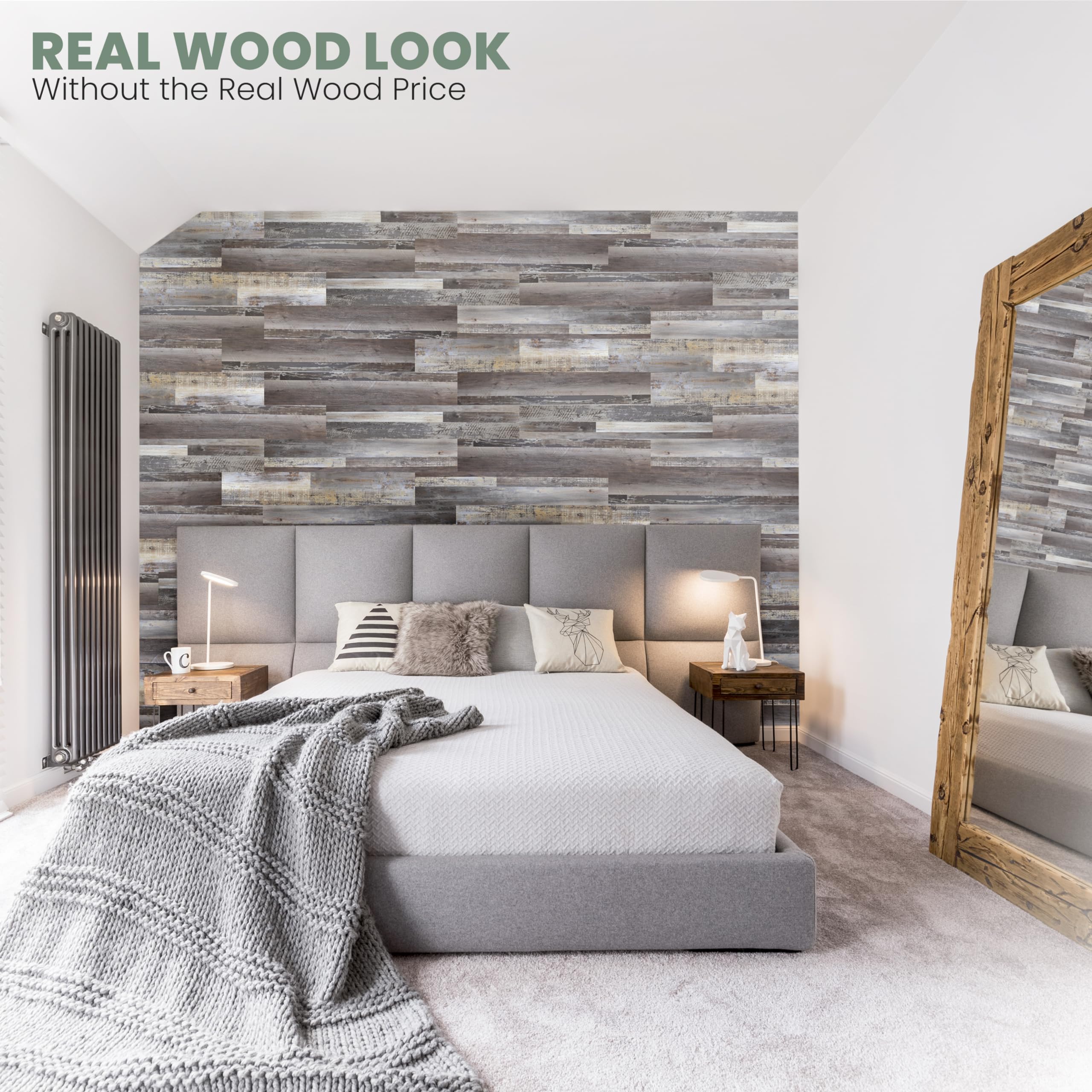 Self-adhesive Wall Planks Peel And Stick Wall Planks - 108 Sq Ft Gray ...