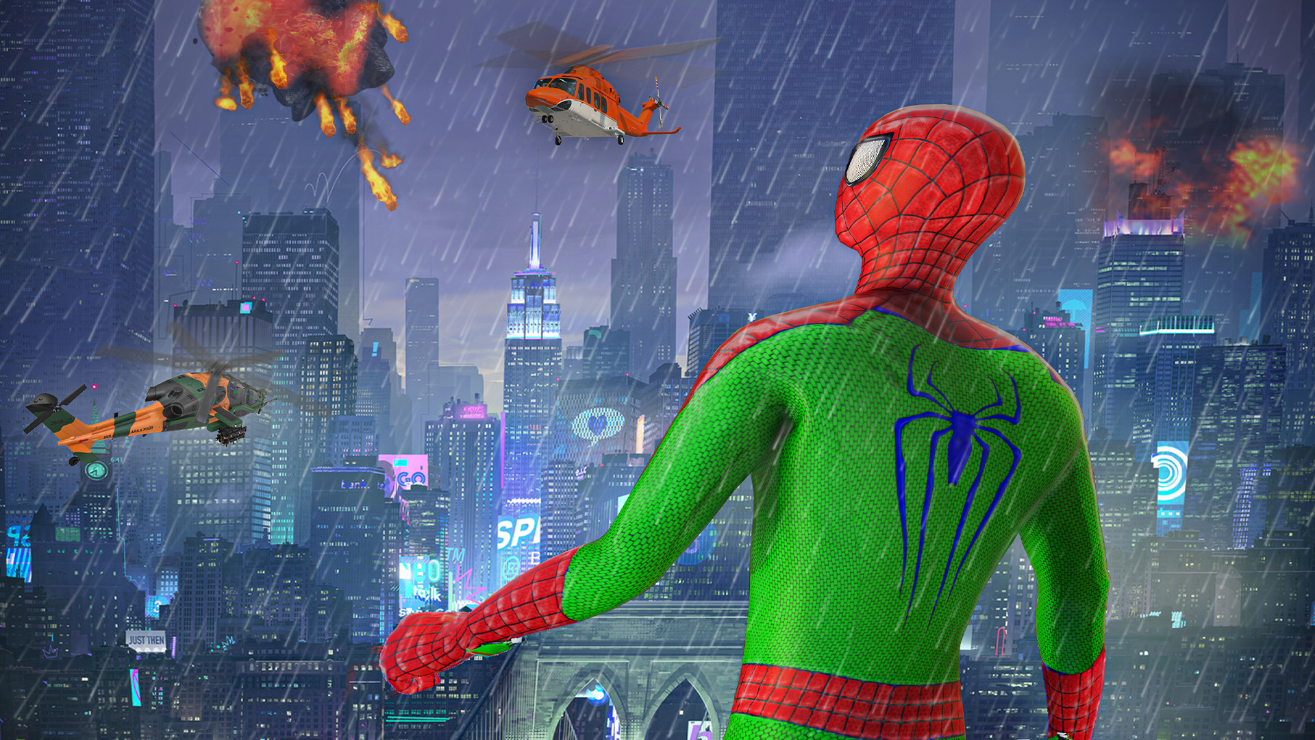 Super Hero Flying Spider Rescue Robot Games: Grand City Shooting Action ...