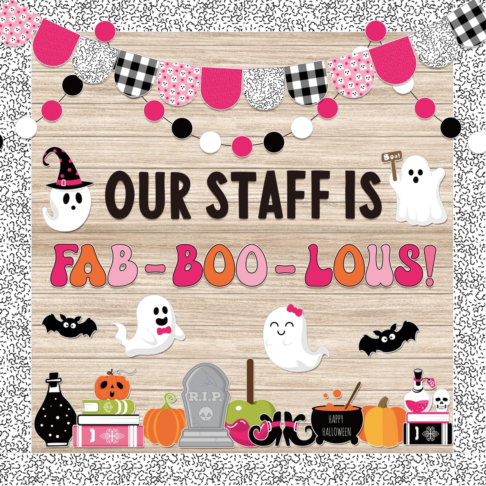 Amazon.com: AnyDesign 48Pcs Halloween Cutouts with 100Pcs Glue Points ...