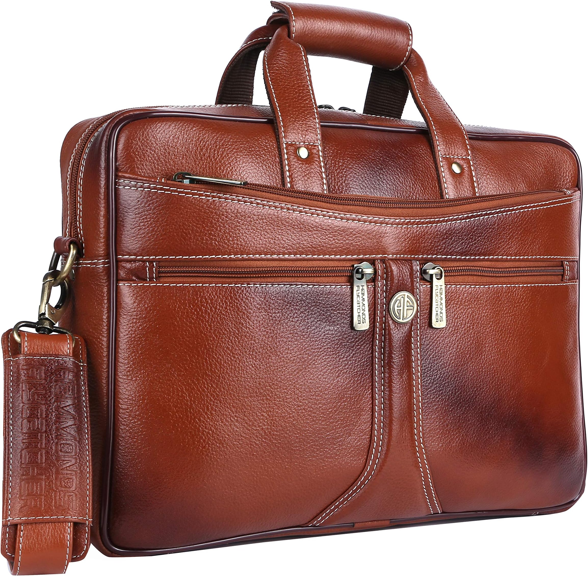 HAMMONDS FLYCATCHER Genuine Leather Laptop Bag for Men for 15.6 Inch ...