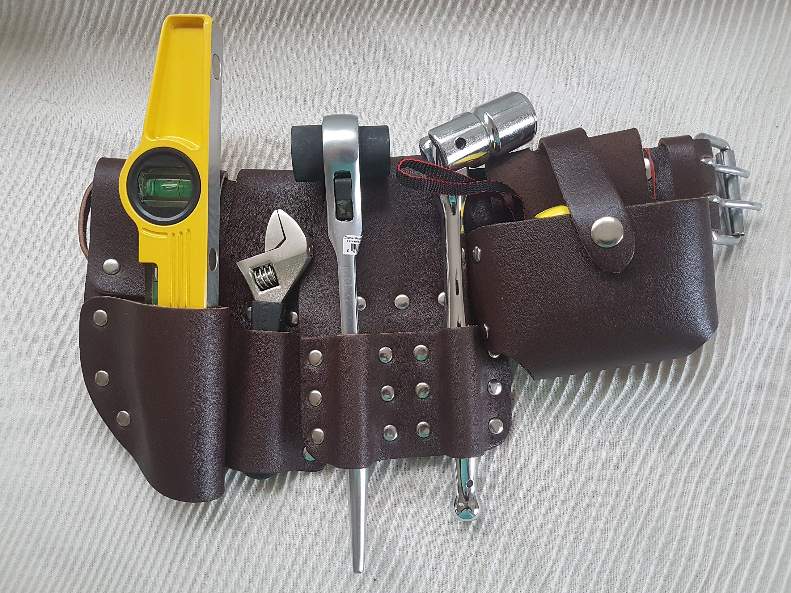 Scaffolding Leather BBI Tool Work Belt with Tool Set Spanner Ratchet ...
