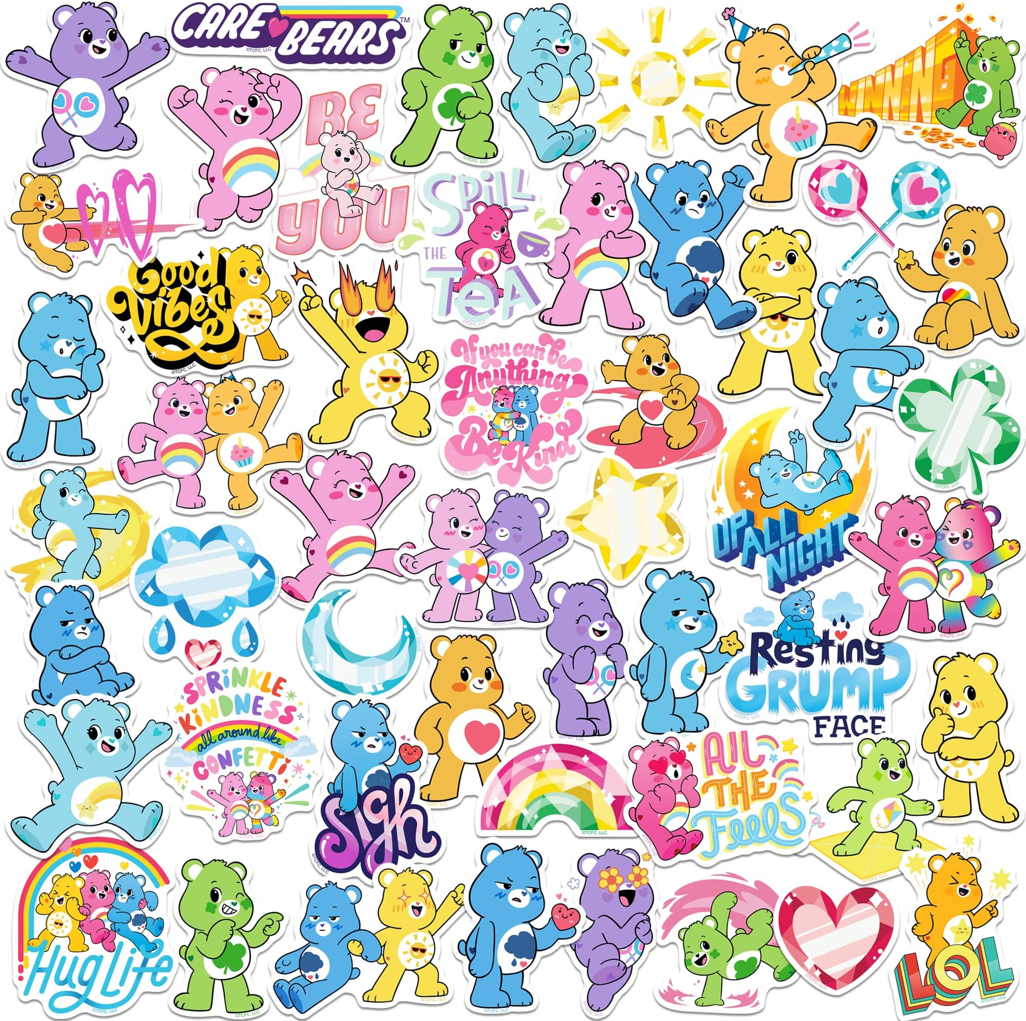 Amazon.com: Care Bears Unlock The Magic 50CT Sticker Pack Large Deluxe ...
