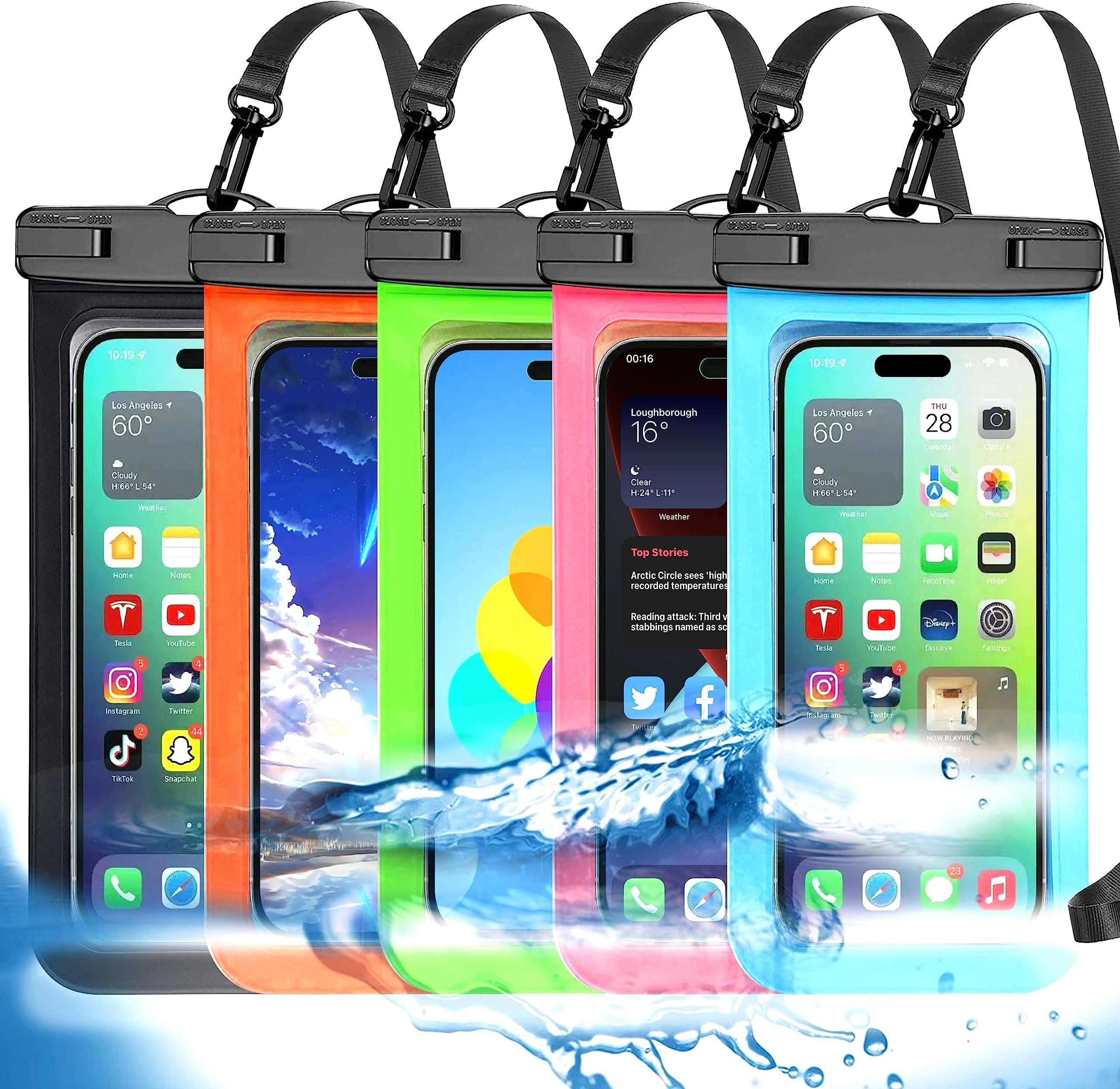 Amazon.com: [Up to 8.3"] 5 Pack Multicolor Universal Waterproof Phone ...
