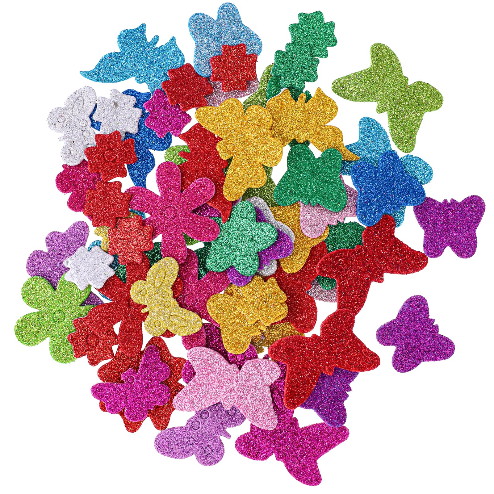 Amazon.com: Glitter Foam Stickers Flower and Butterfly Shapes Stickers ...