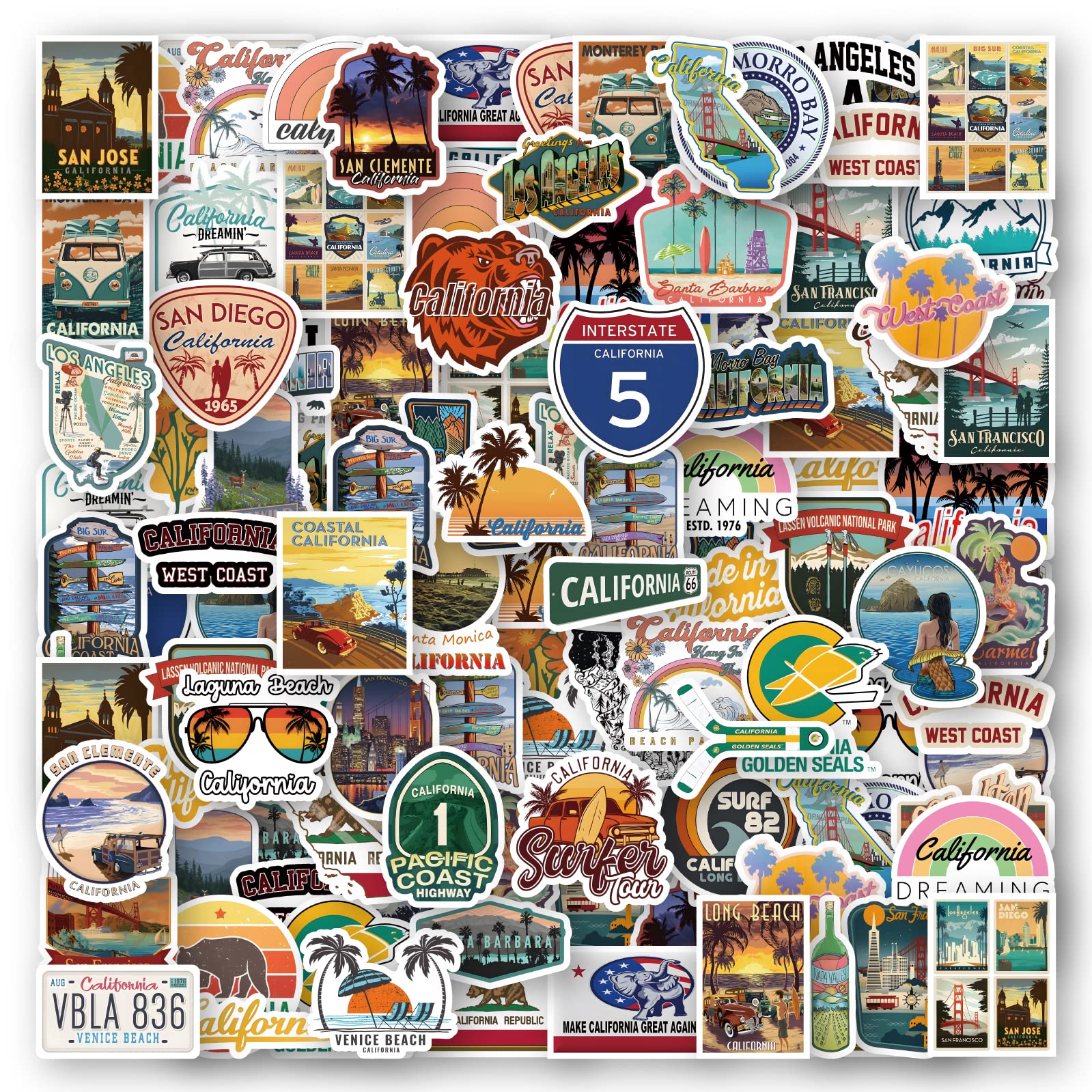 Amazon.com: sxdaizjsym California Stickers for Water Bottles, 60 Pack ...