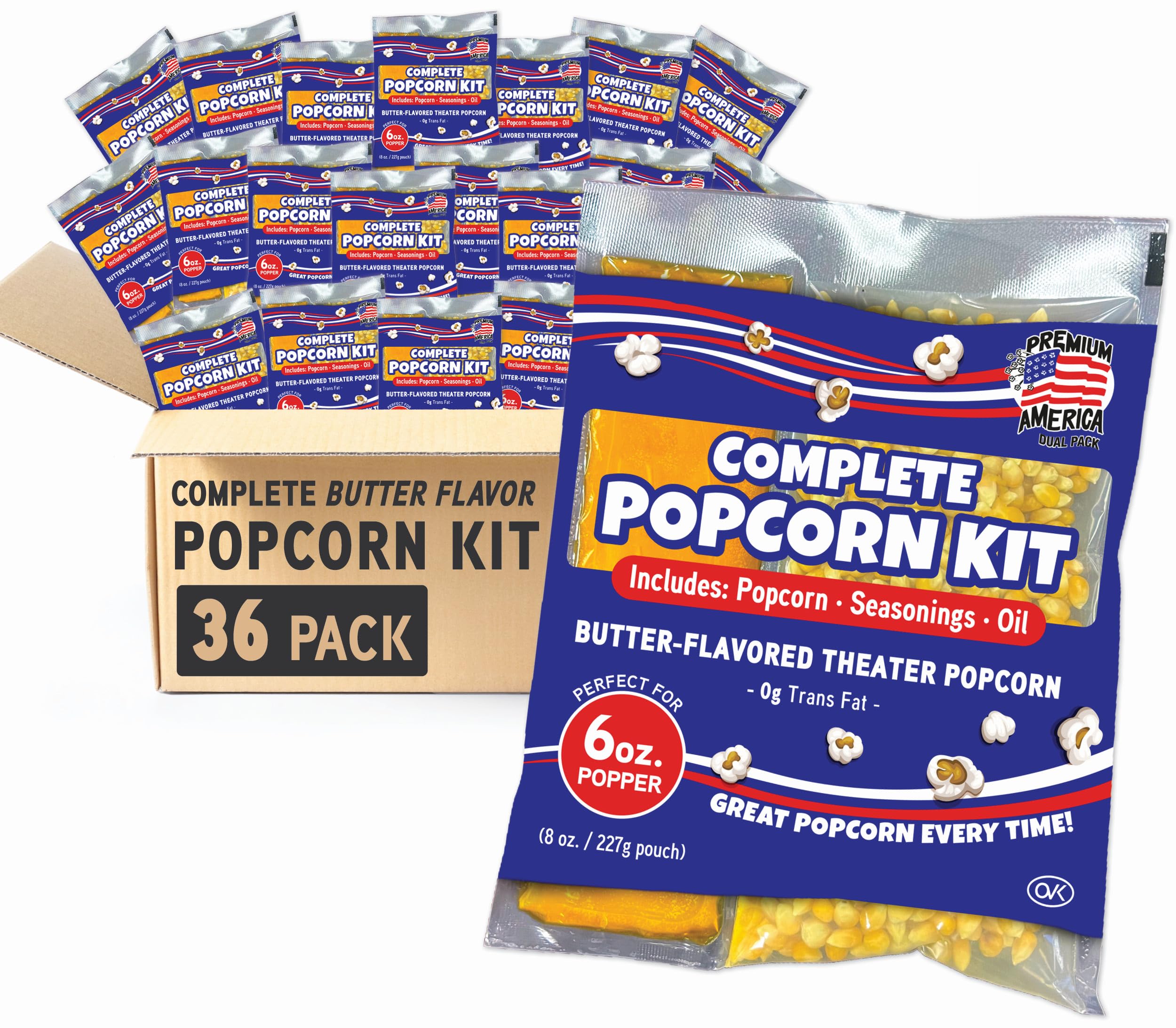 Amazon.com: Premium America Popcorn Kit, 36 Packs for a 6 oz Popper ...