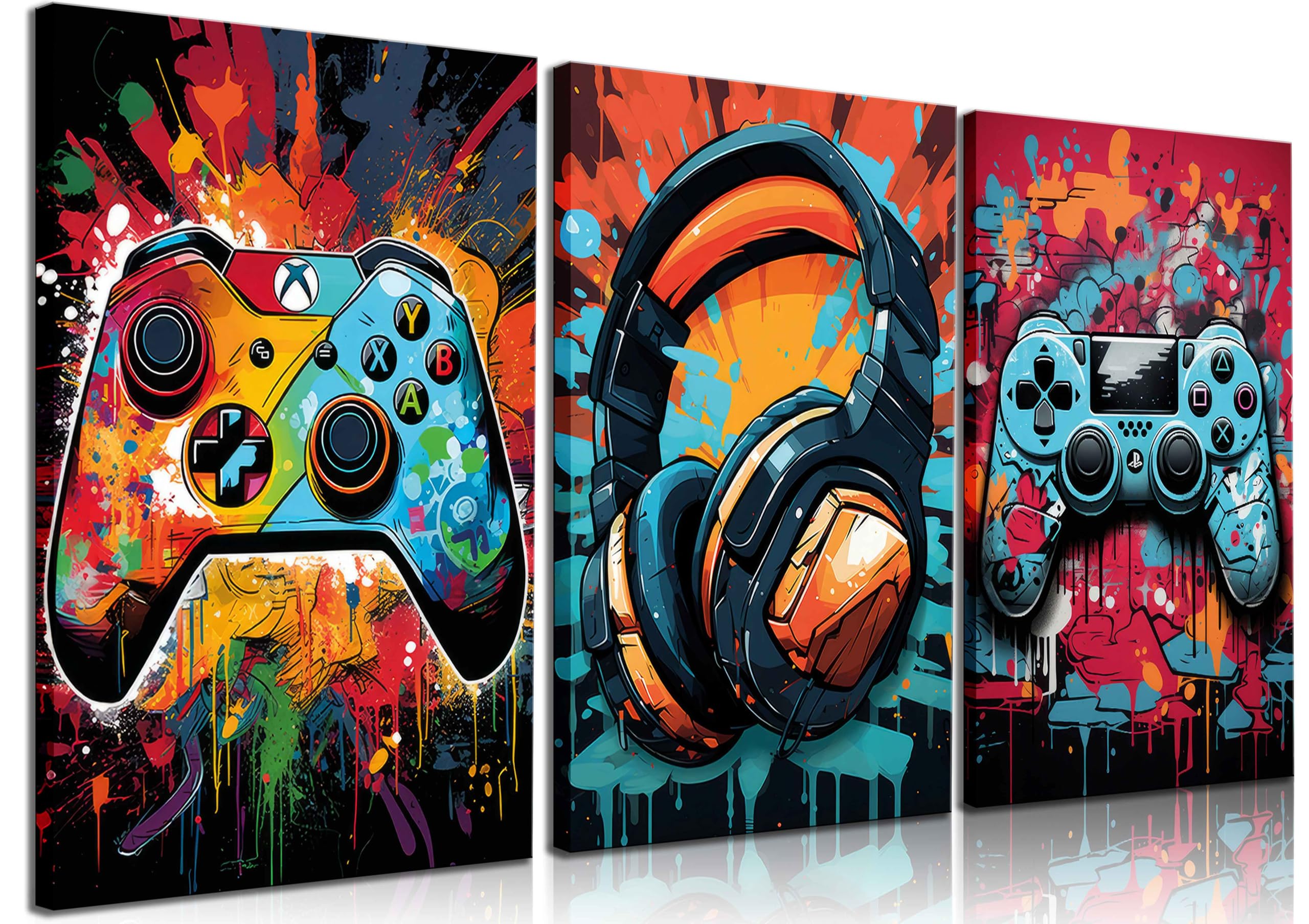 3 piezas de arte de pared de juego con mango de videojuego a color ...