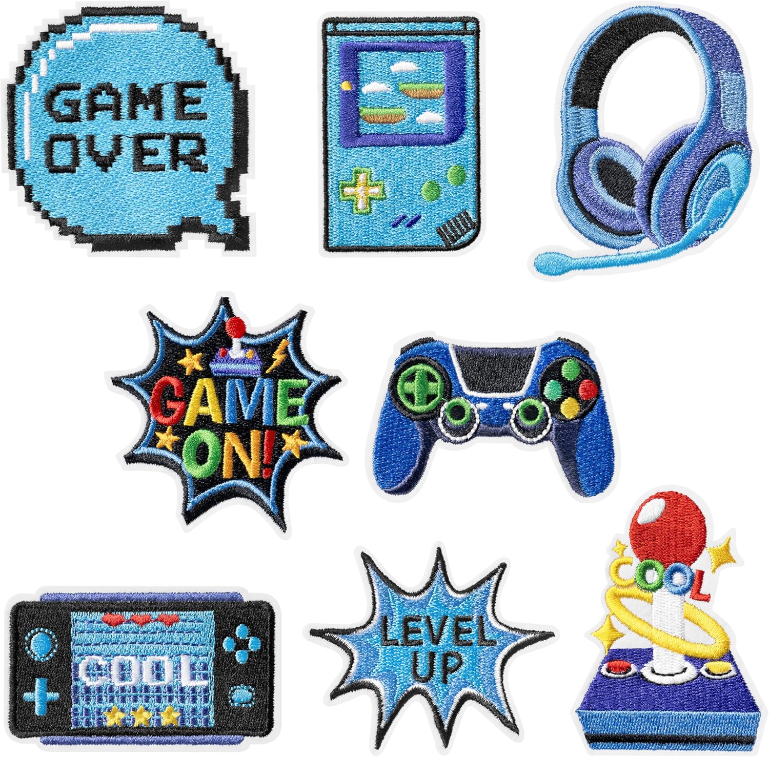 Amazon.com: Kirako 8Pcs Video Game Iron On Patches Blue Pixelated ...