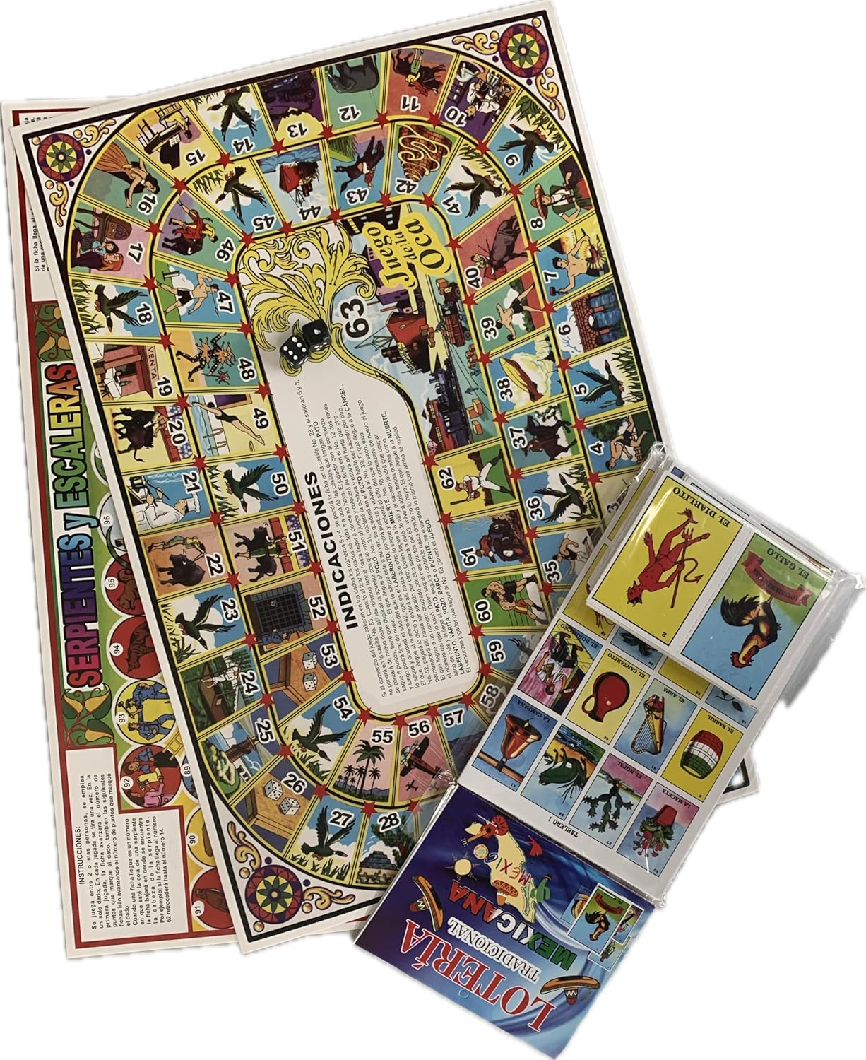 Juego de la Oca, Serpientes y Escaleras y Lotería Mexicana.