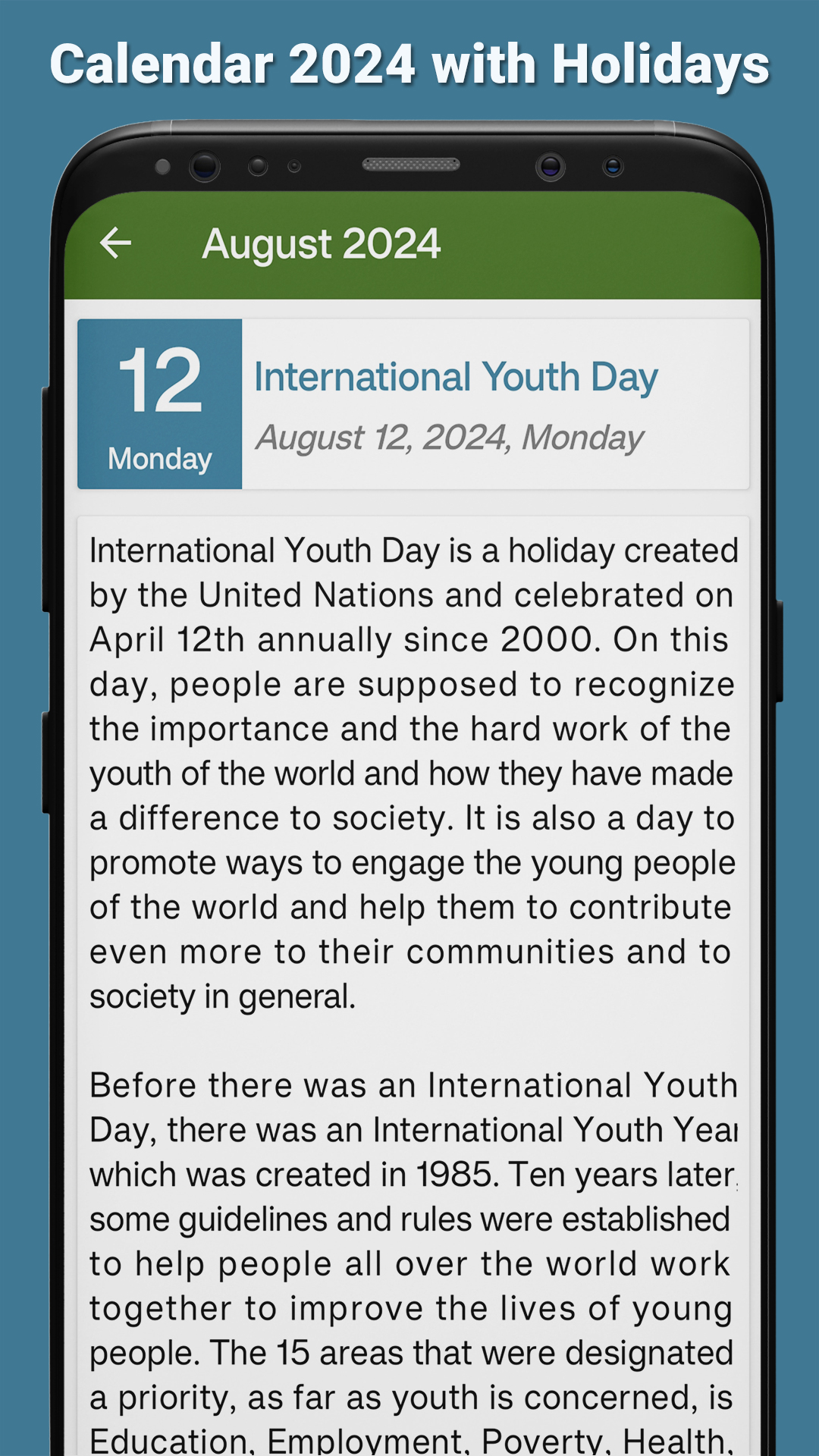 Calendar 2024 with Holidays - App on Amazon Appstore