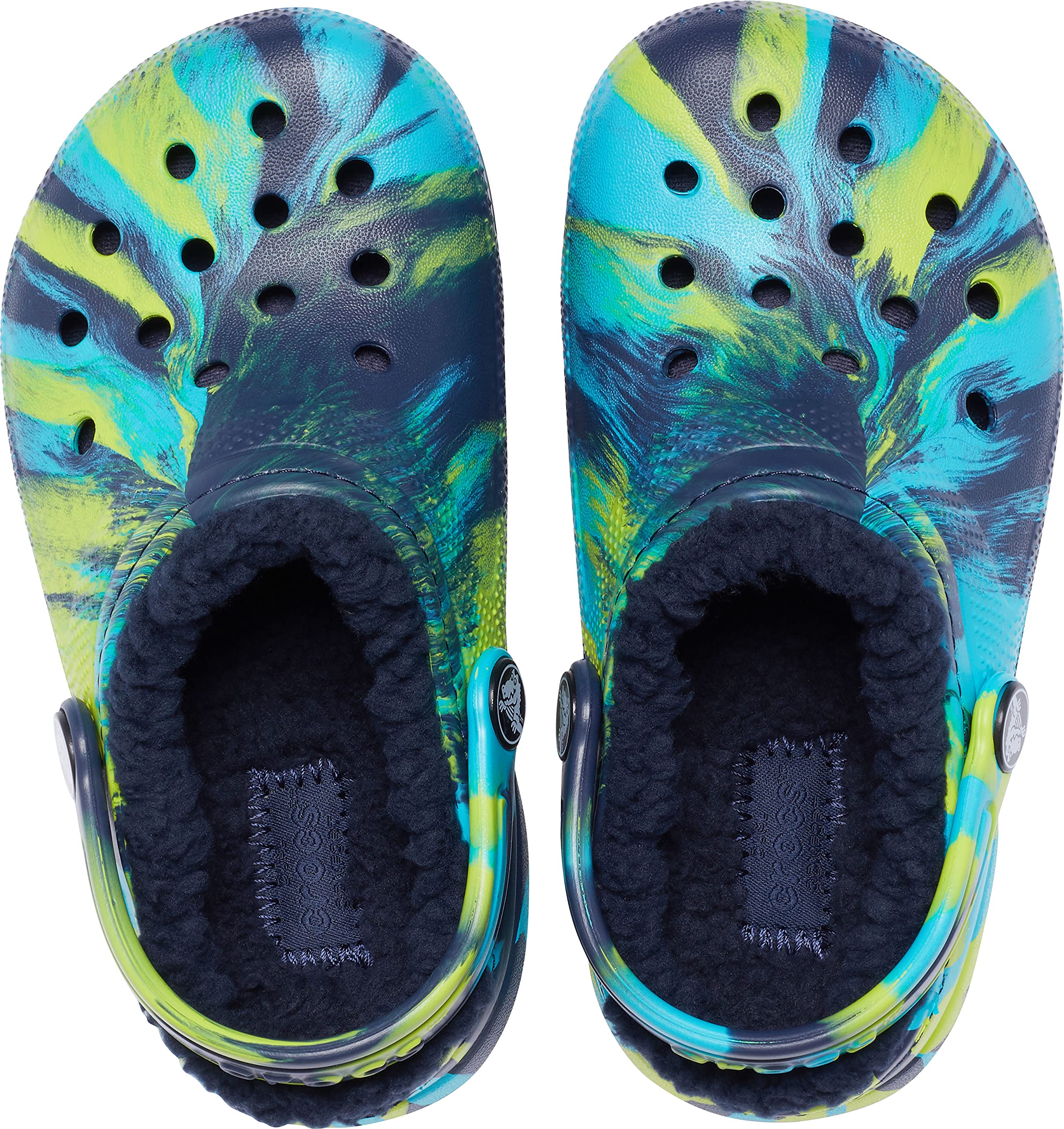 Snapklik.com : Crocs Kids Classic Marbled Tie Dye Lined Clog Kids Slippers