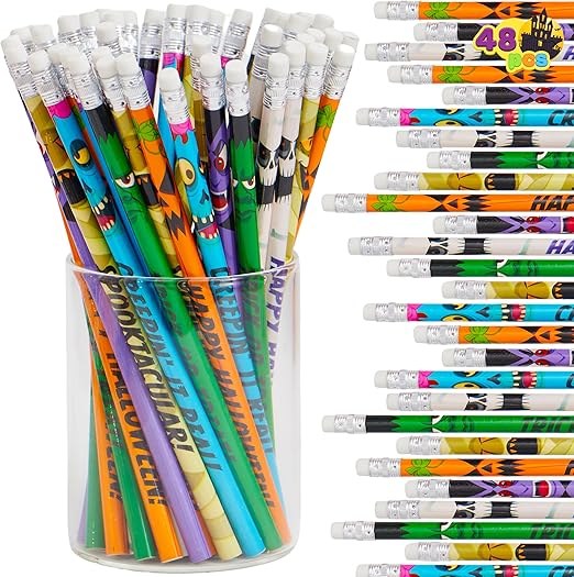 Amazon.com : JOYIN 48PCS Halloween Pencils Bulk with Eraser, Assorted ...