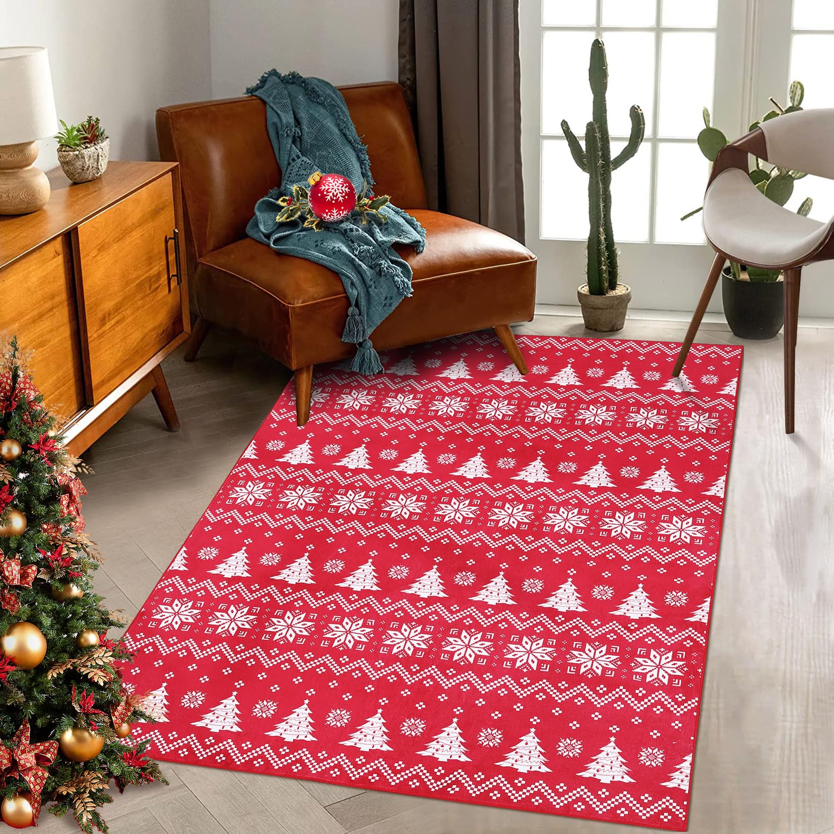 RUGSREAL 3x5 Rug Christmas Indoor Outdoor Area Rug Machine Washable ...