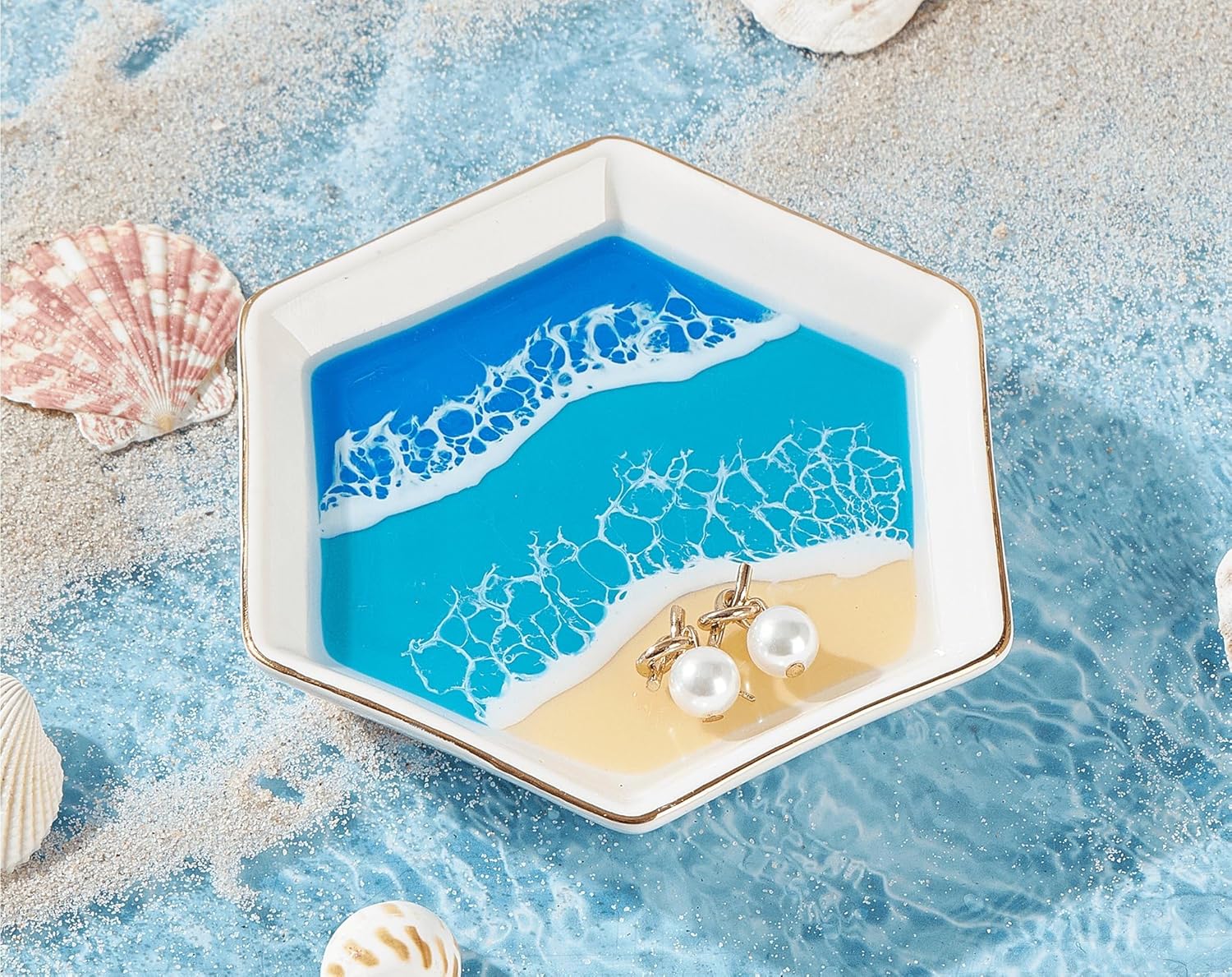 Amazon.com: Ocean Jewelry Trinket Ring Dish Tray, Coastal Beach Room ...