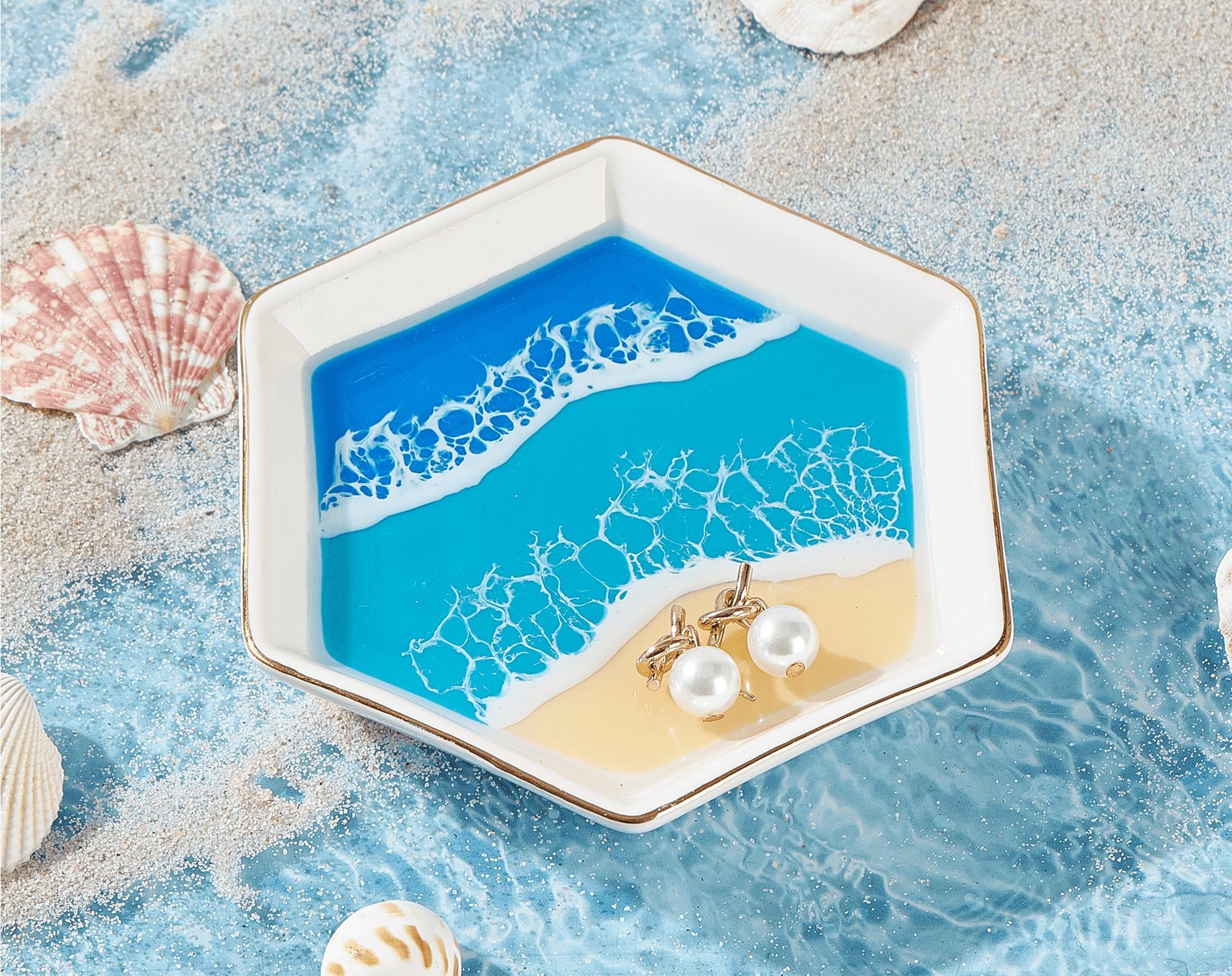 Amazon.com: Ocean Jewelry Trinket Ring Dish Tray, Coastal Beach Room ...