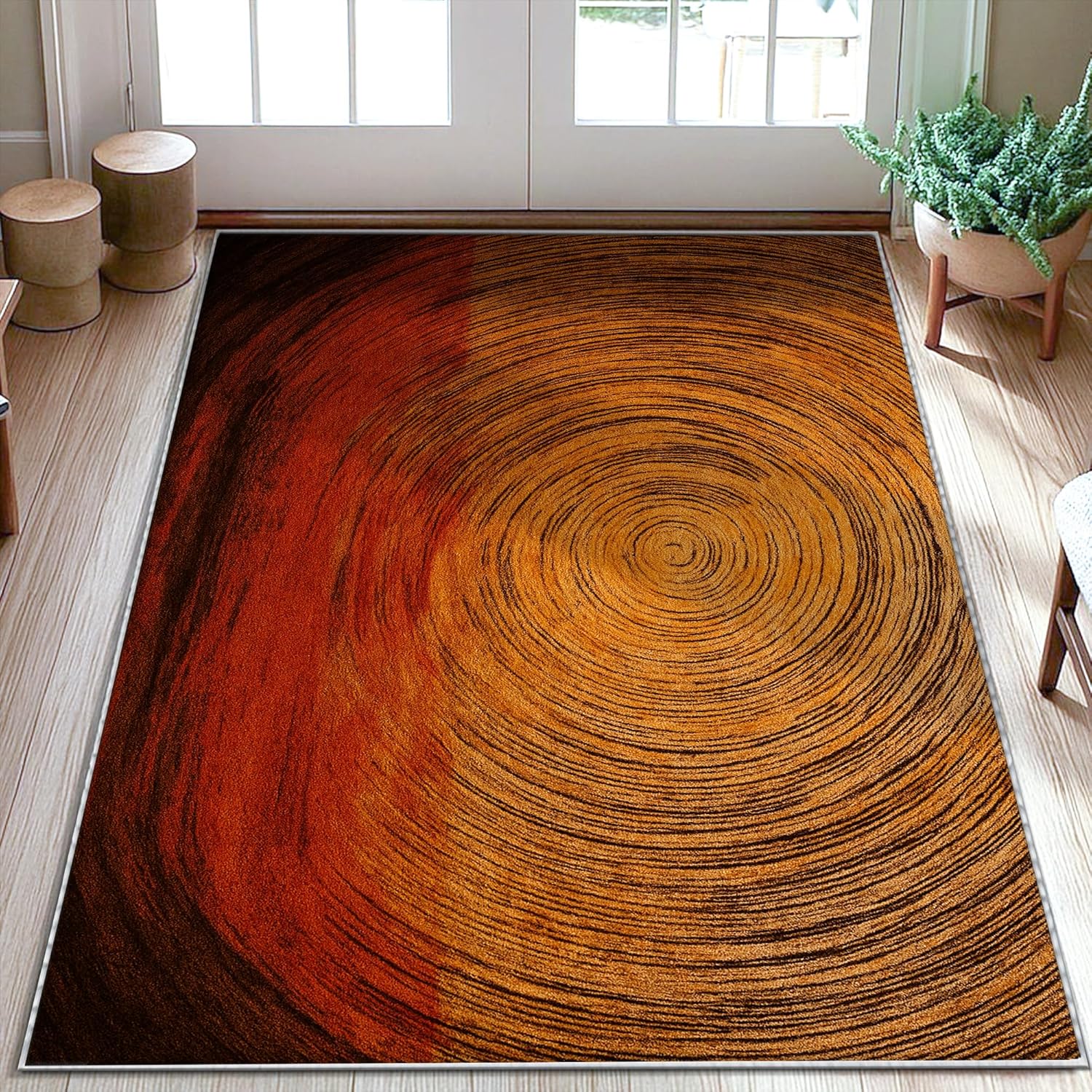 Amazon.com: Swirl Area Rug, Modern Abstract Circle Gradient Fall Orange ...