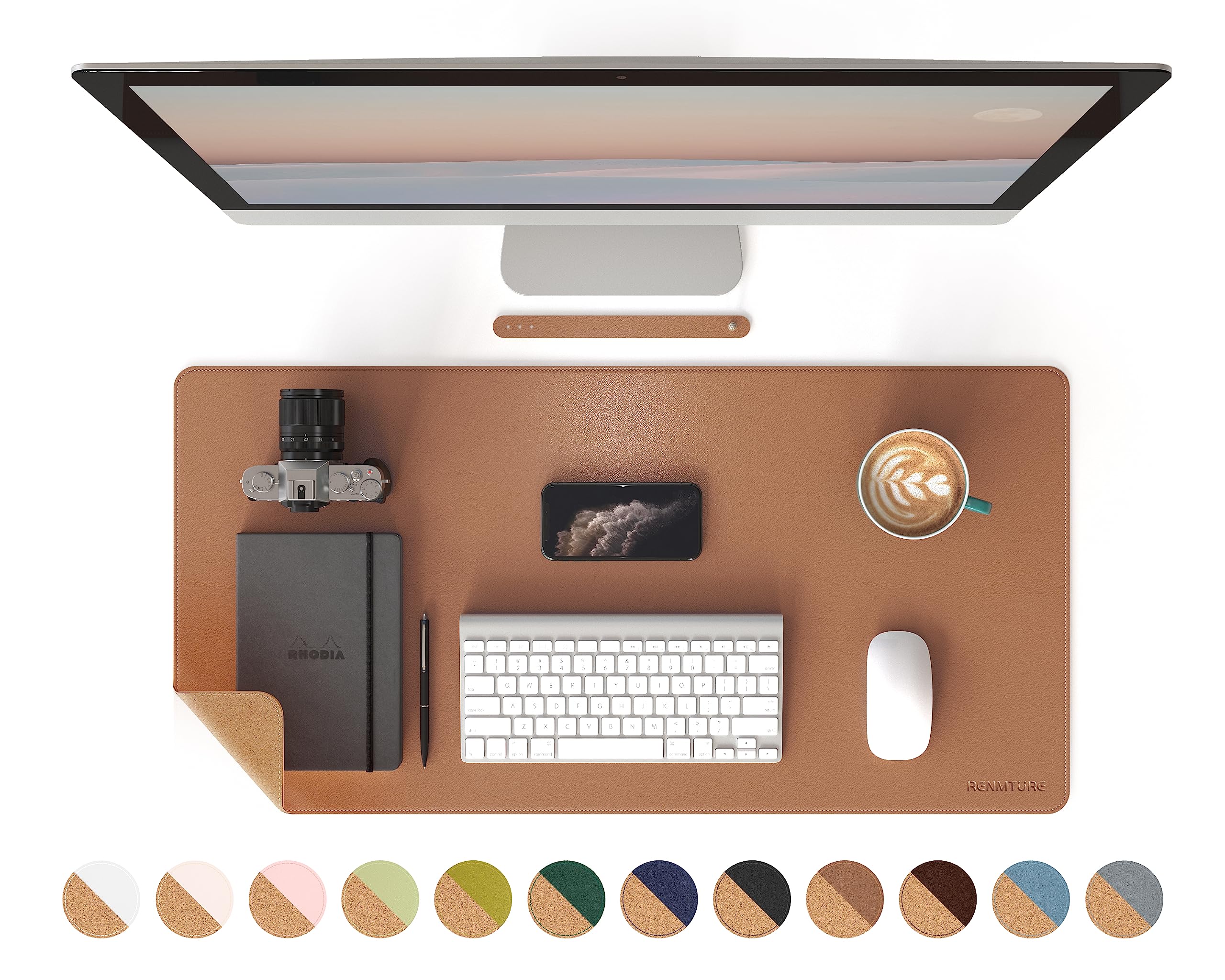 Amazon.com : RENMTURE Dual-Sided Mouse Pad, Natural Cork & PU Leather ...