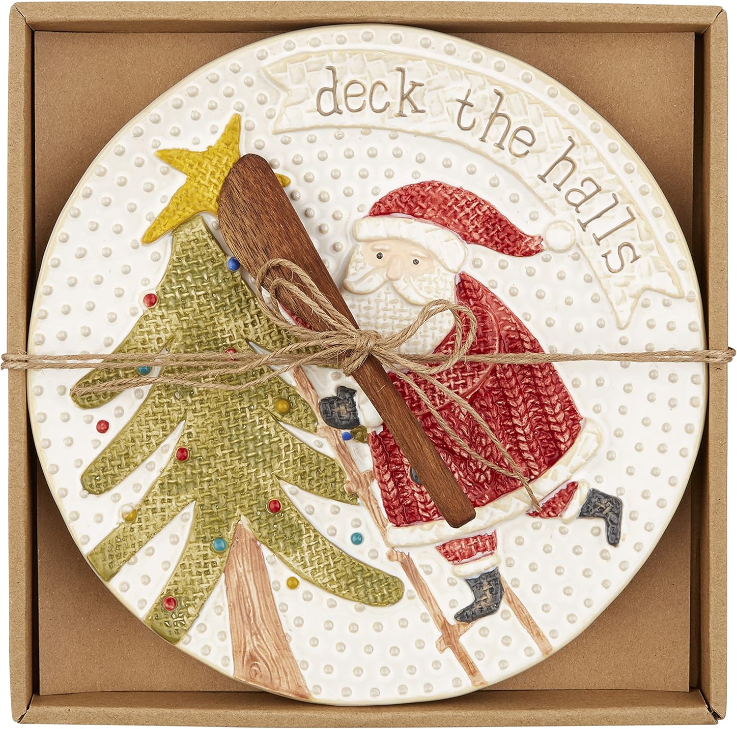 Amazon.com: Mud Pie, Deck the Halls, plate 8" dia | spreader 5 1/2 ...