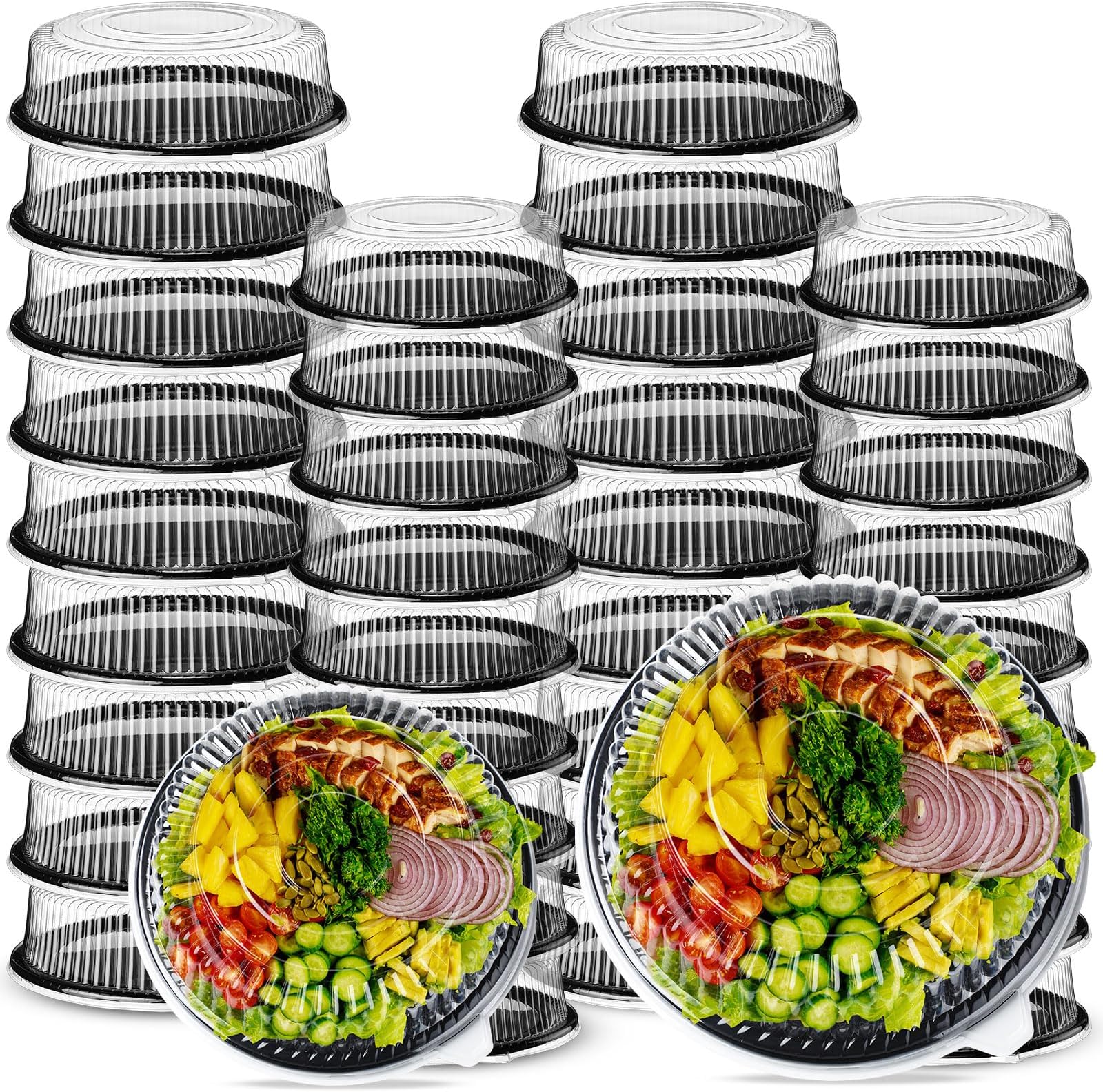 Amazon.com: Zhehao 30 Pack Plastic Serving Tray with Lid 12/16/ 18 ...