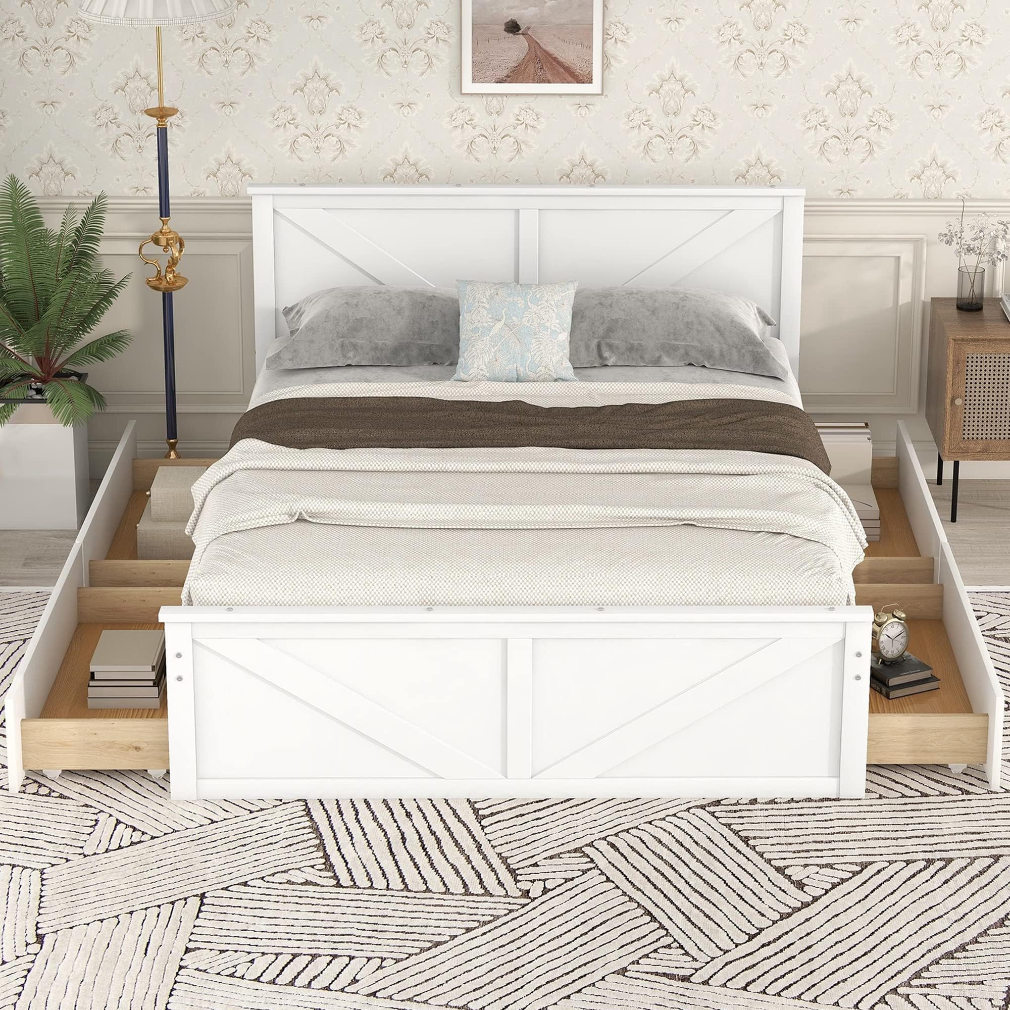 Amazon.com: Harper & Bright Designs Queen Storage Bed, Queen Size ...