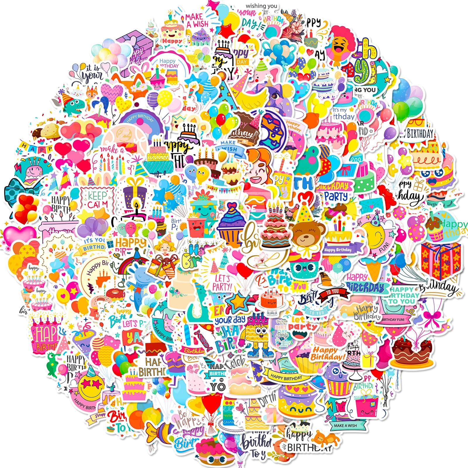 Amazon.com: Happy Birthday Stickers 50PCS Birthday Party Decorations ...