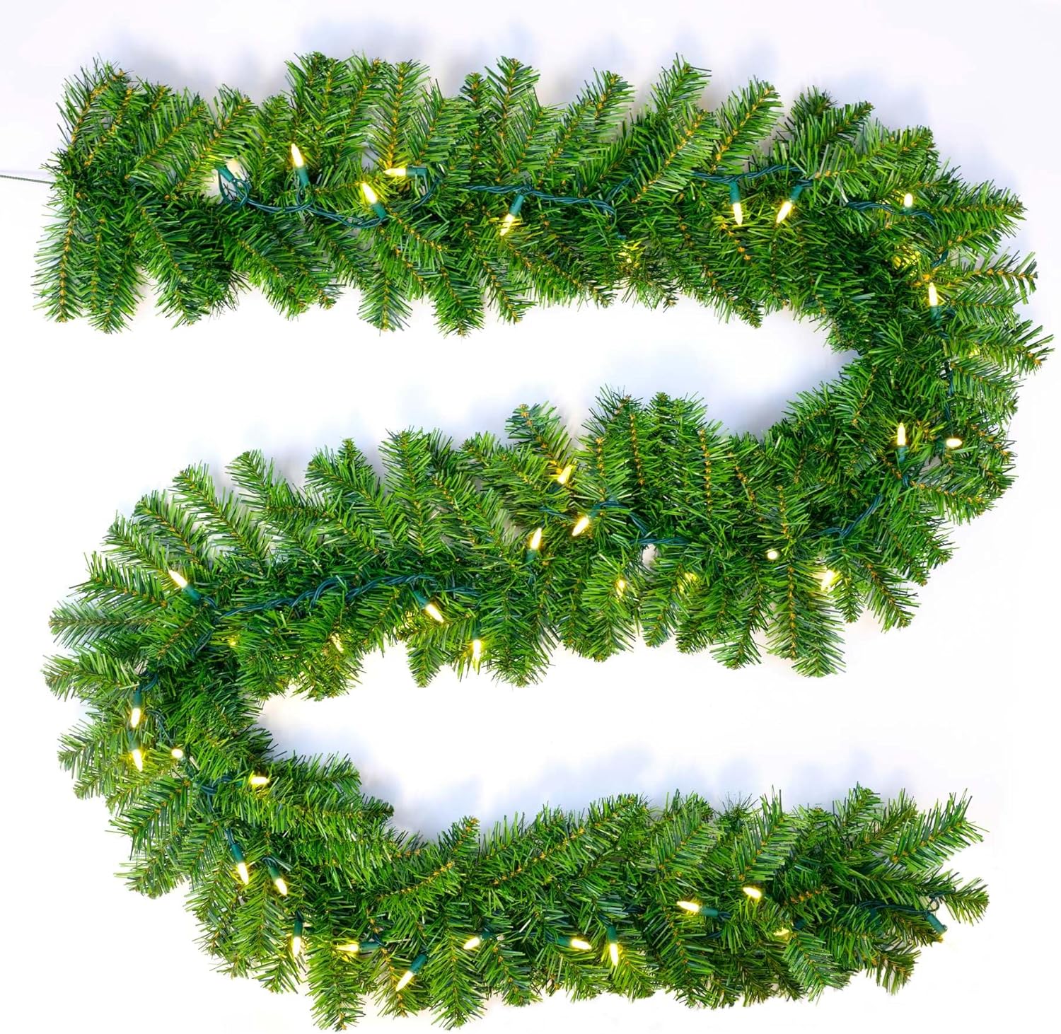 Amazon.com: YULETIME 9 Feet Christmas Garland with 50 Count Warm White ...