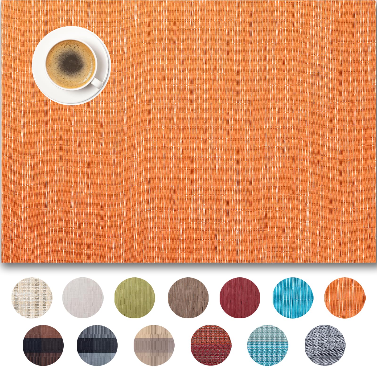 Amazon.com: Placemats Set of 8 - Easy Clean Woven Vinyl Placemats for ...