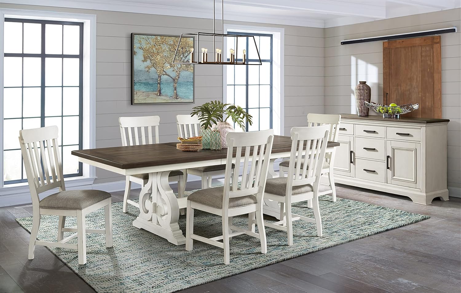 Amazon.com - Intercon Drake Dining Chair, Rustic White & French Oak ...