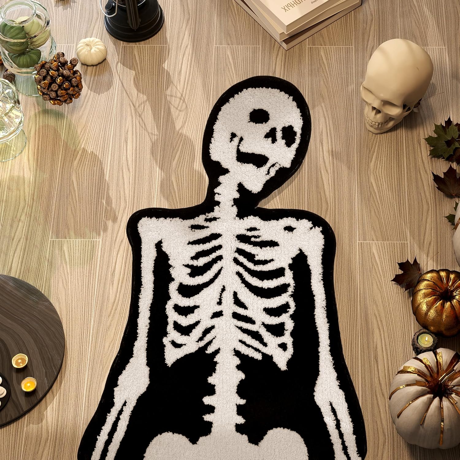 Amazon.com: HYPEECE Halloween Bathroom Rugs, Spooky Skull Bath Mat ...