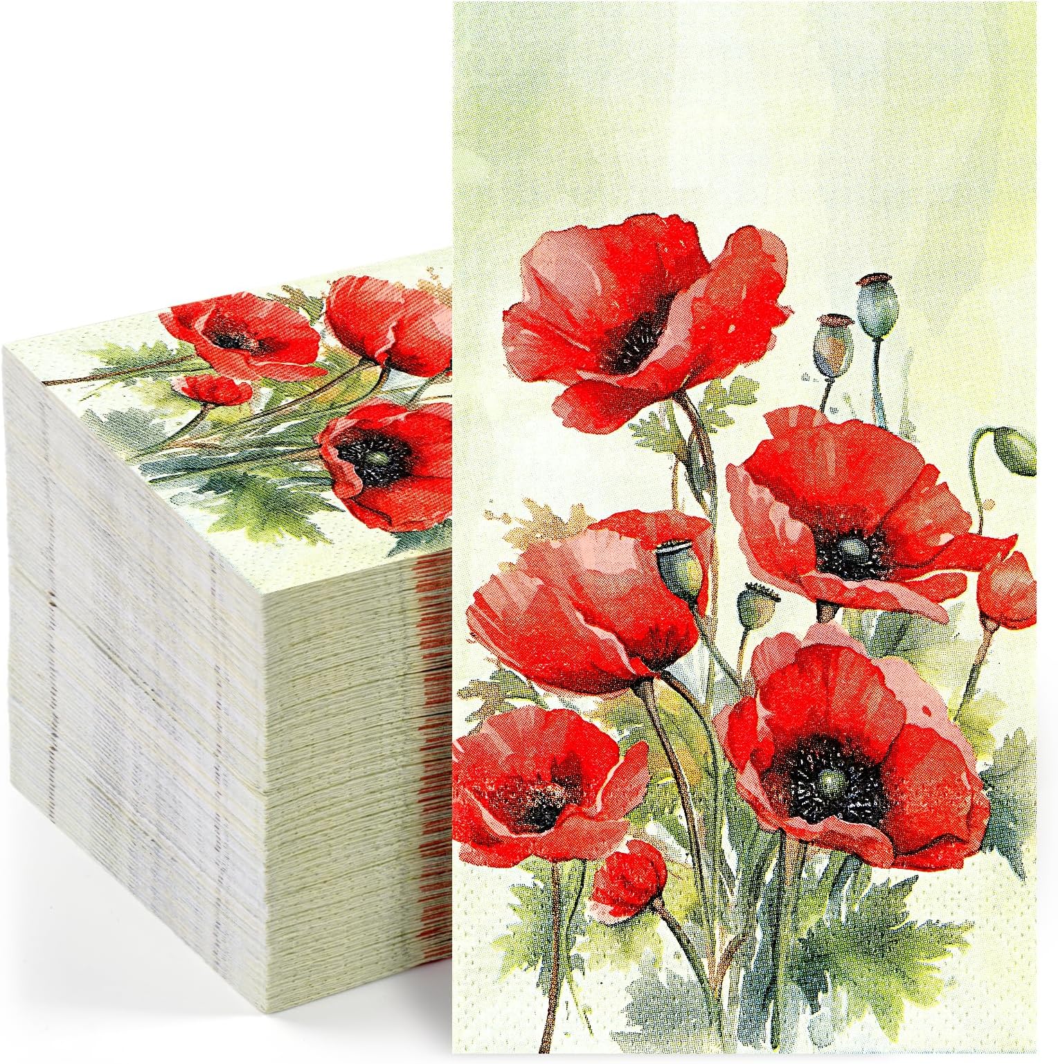 Amazon.com | Gift Boutique 100 Poppy Floral Guest Napkins 3 Ply ...