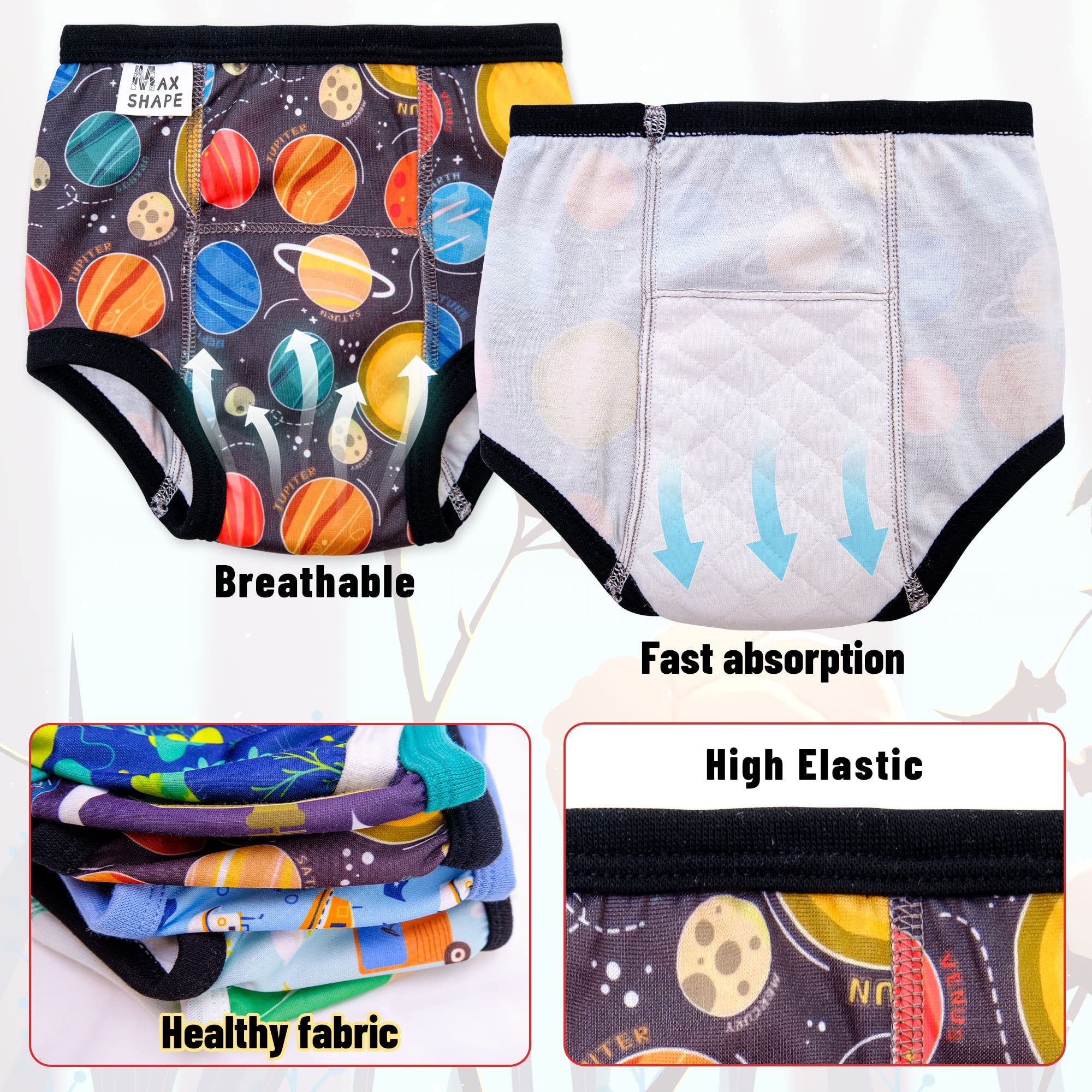 Snapklik.com : Max Shape 6 Pack Potty Training Underwear For Boys