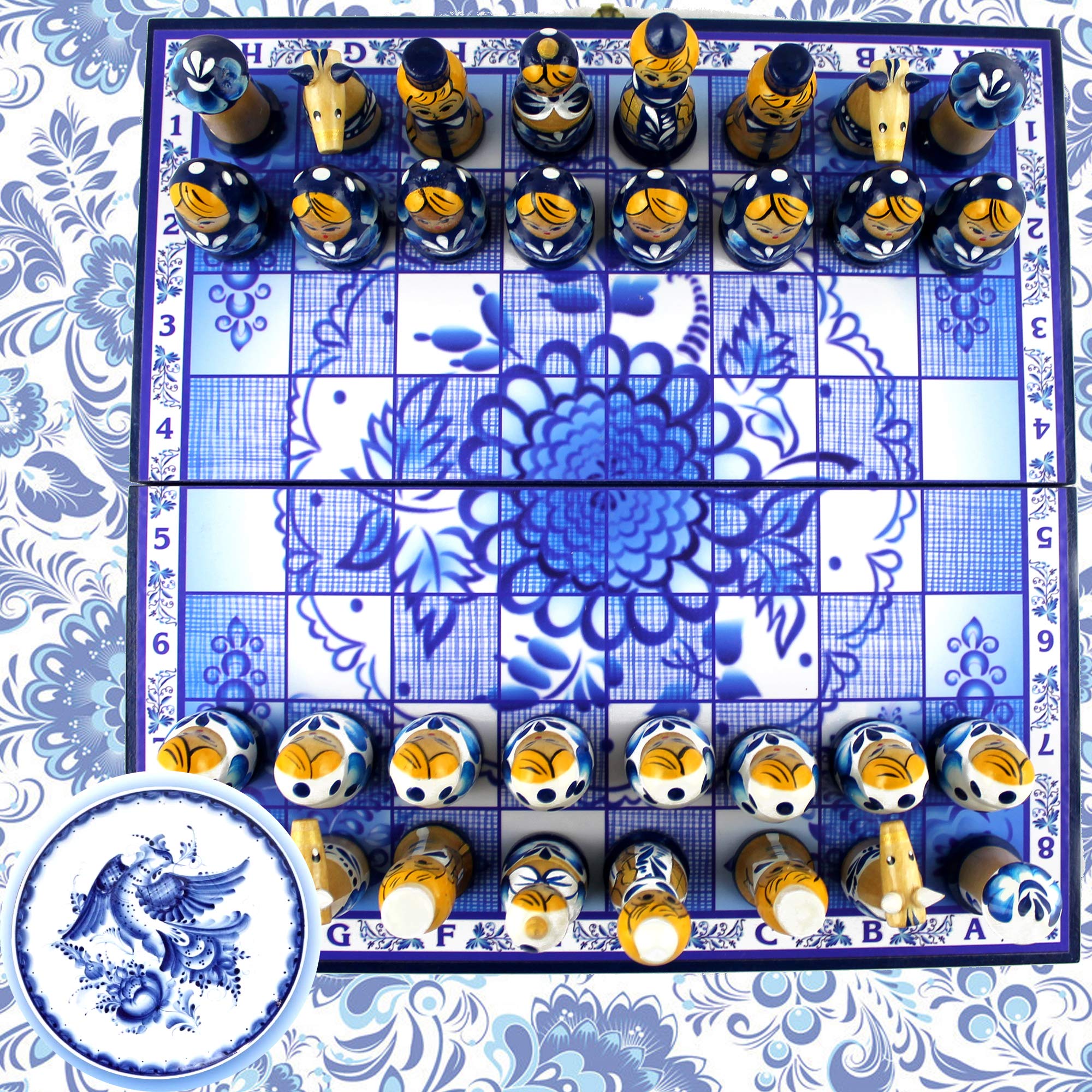 Chess Set Board Game Russian Dolls Set - Themed Chess Russian Folk Art ...