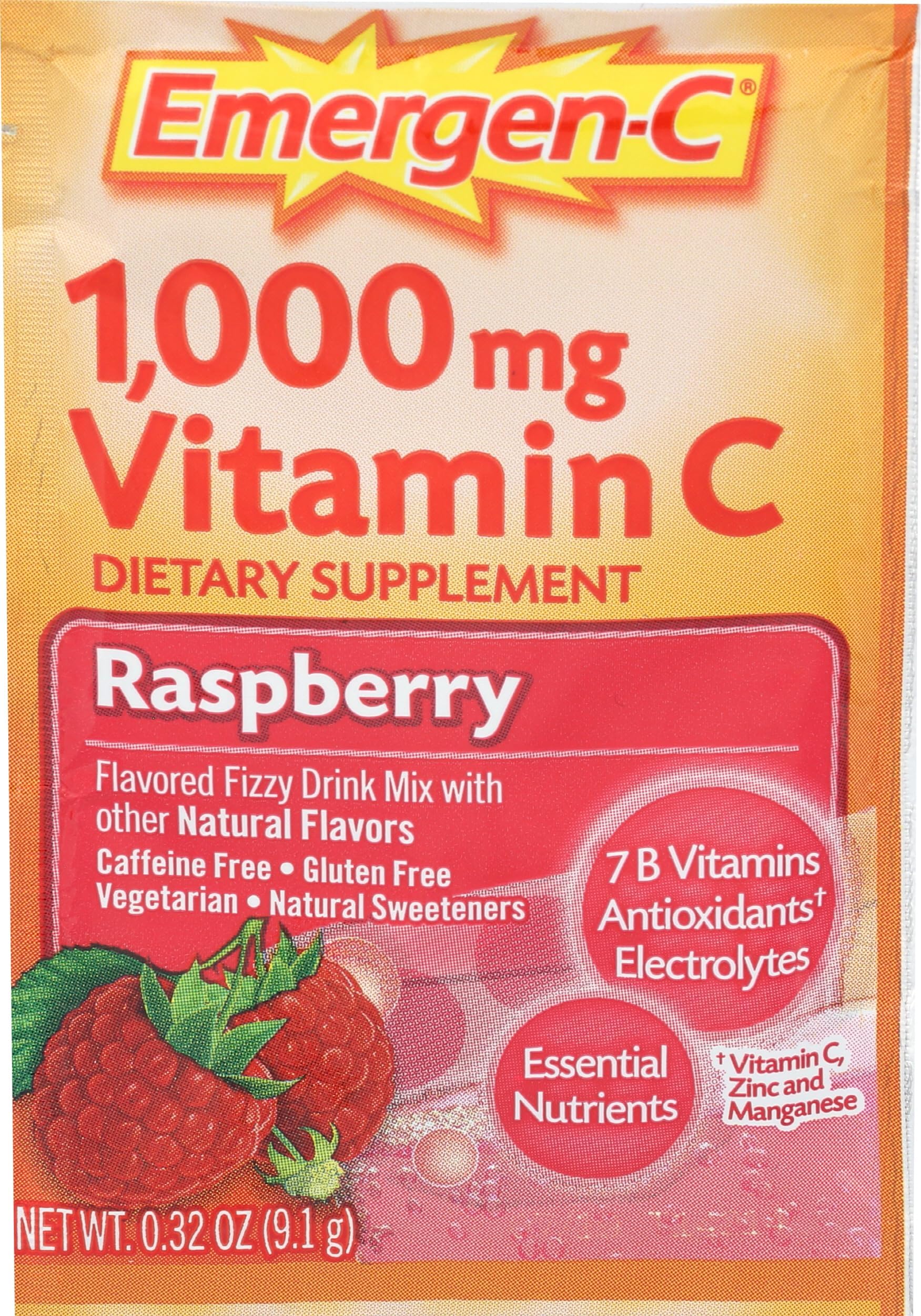 Amazon.com: Alacer Raspberry Emergen C Packet, 0.32 OZ : Health & Household