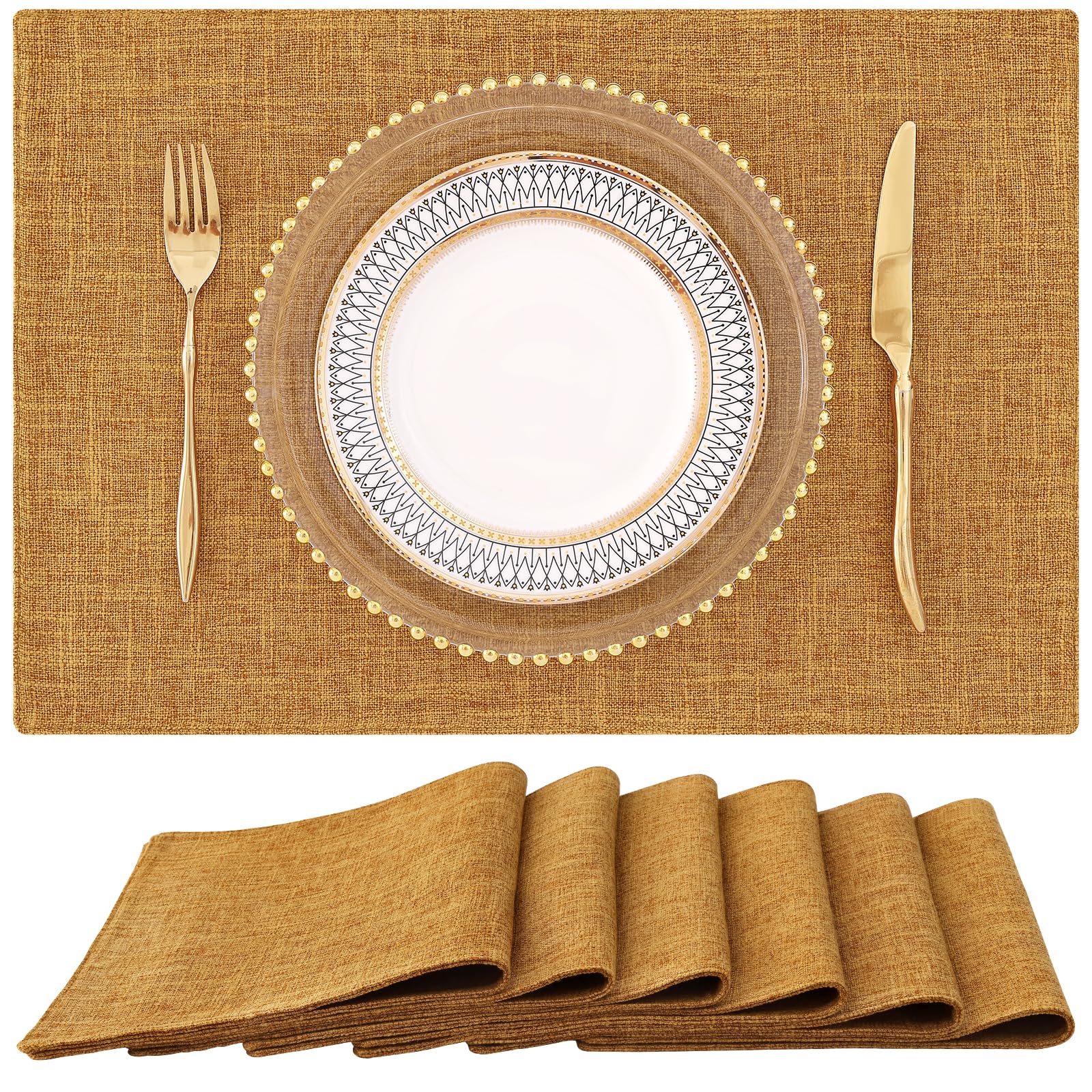 Amazon.com: homing Amber Cloth Placemats Set of 6 – Cotton Linen Blend ...